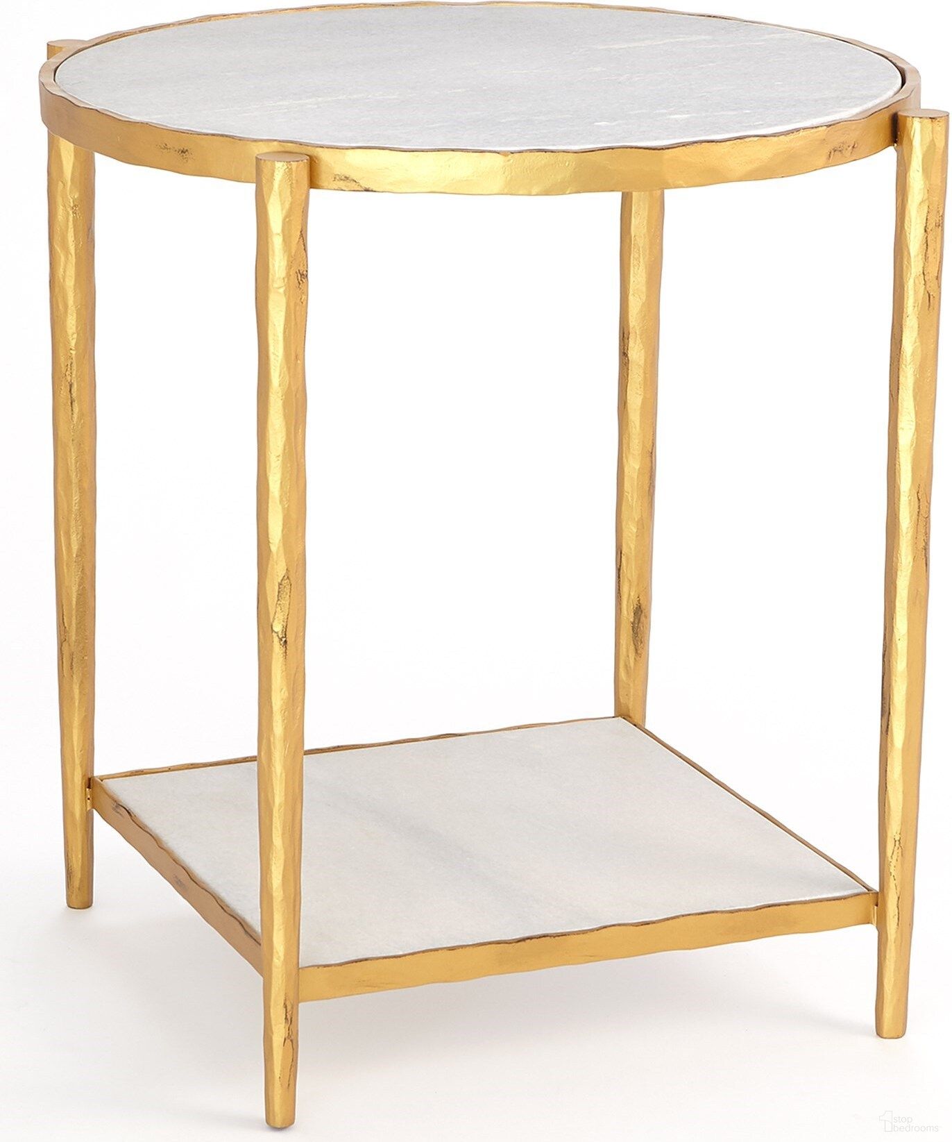 Circle Square Side Table In Gold With White Marble by Global Views ...
