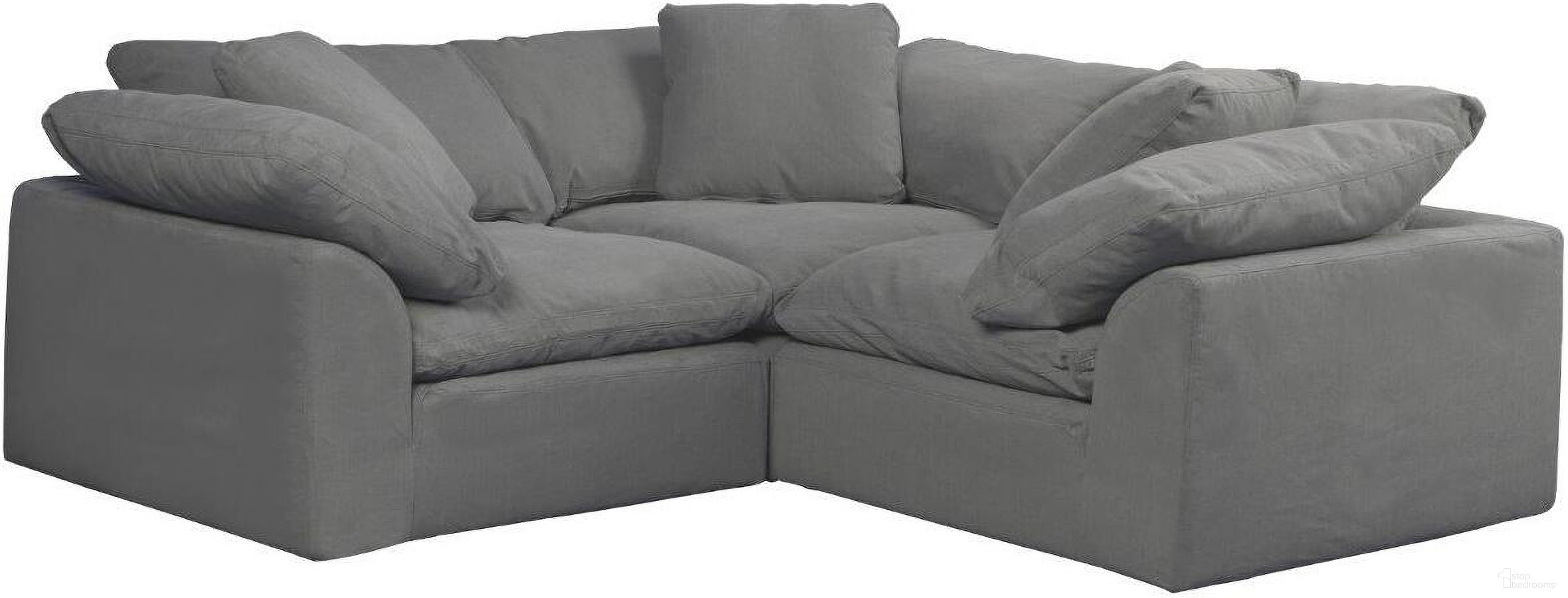 Cloud Puff Gray 3 Piece Slipcovered Modular Sectional Small L Shaped ...