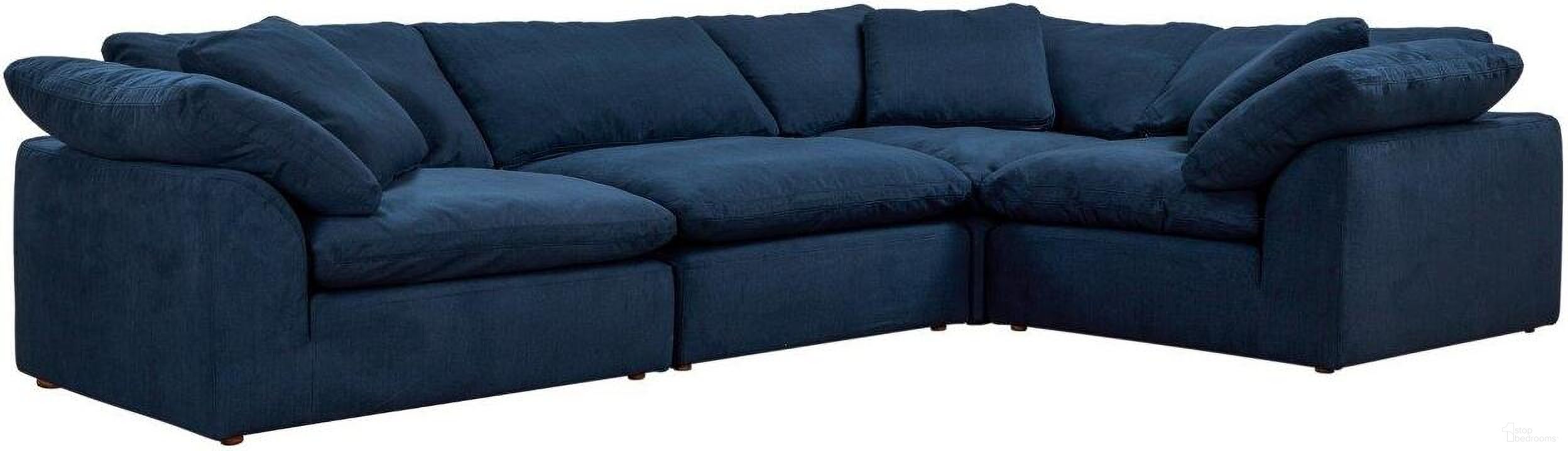 Cloud Puff Navy Blue 4 Piece Slipcovered Modular L Shaped Sectional ...