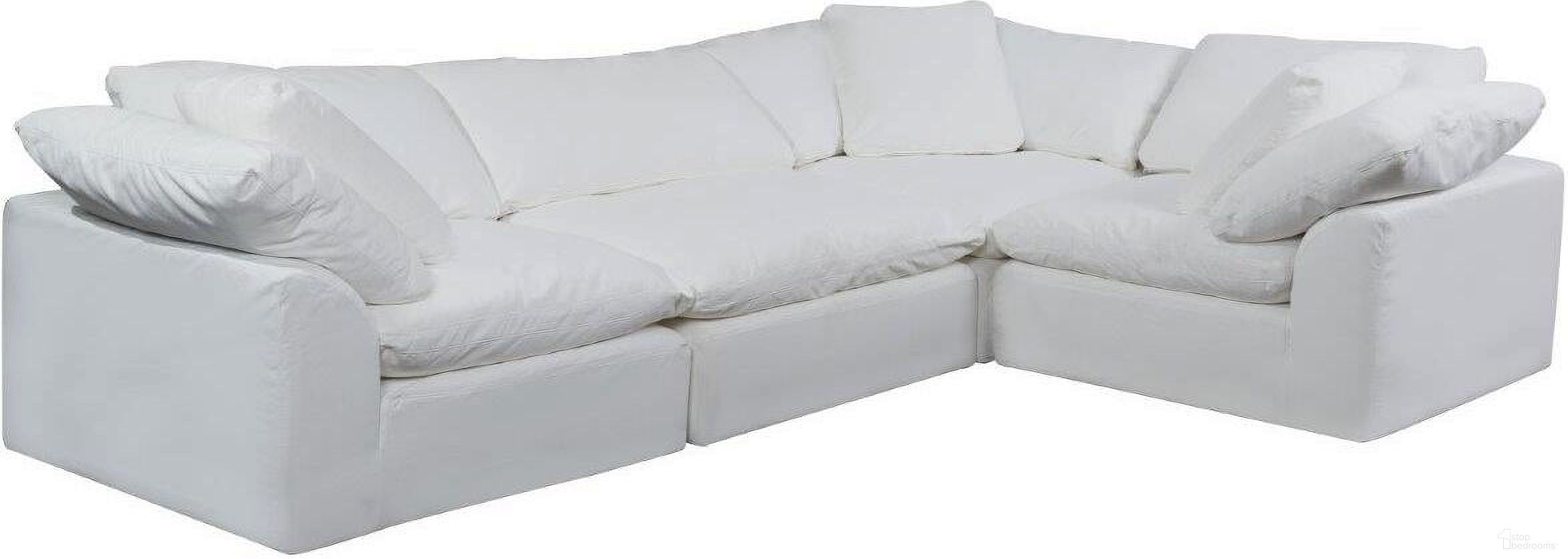 Cloud Puff White 4 Piece Slipcovered Modular L Shaped Sectional Sofa by ...