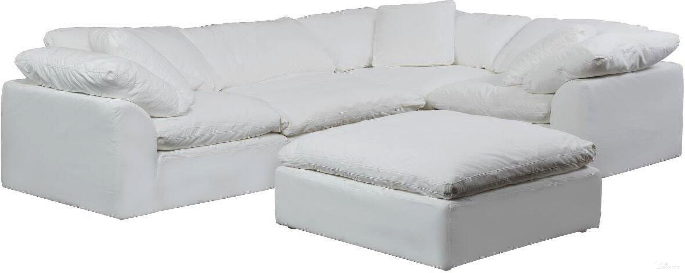 Cloud Puff White 4 Piece Slipcovered Modular L Shaped Sectional Sofa by ...