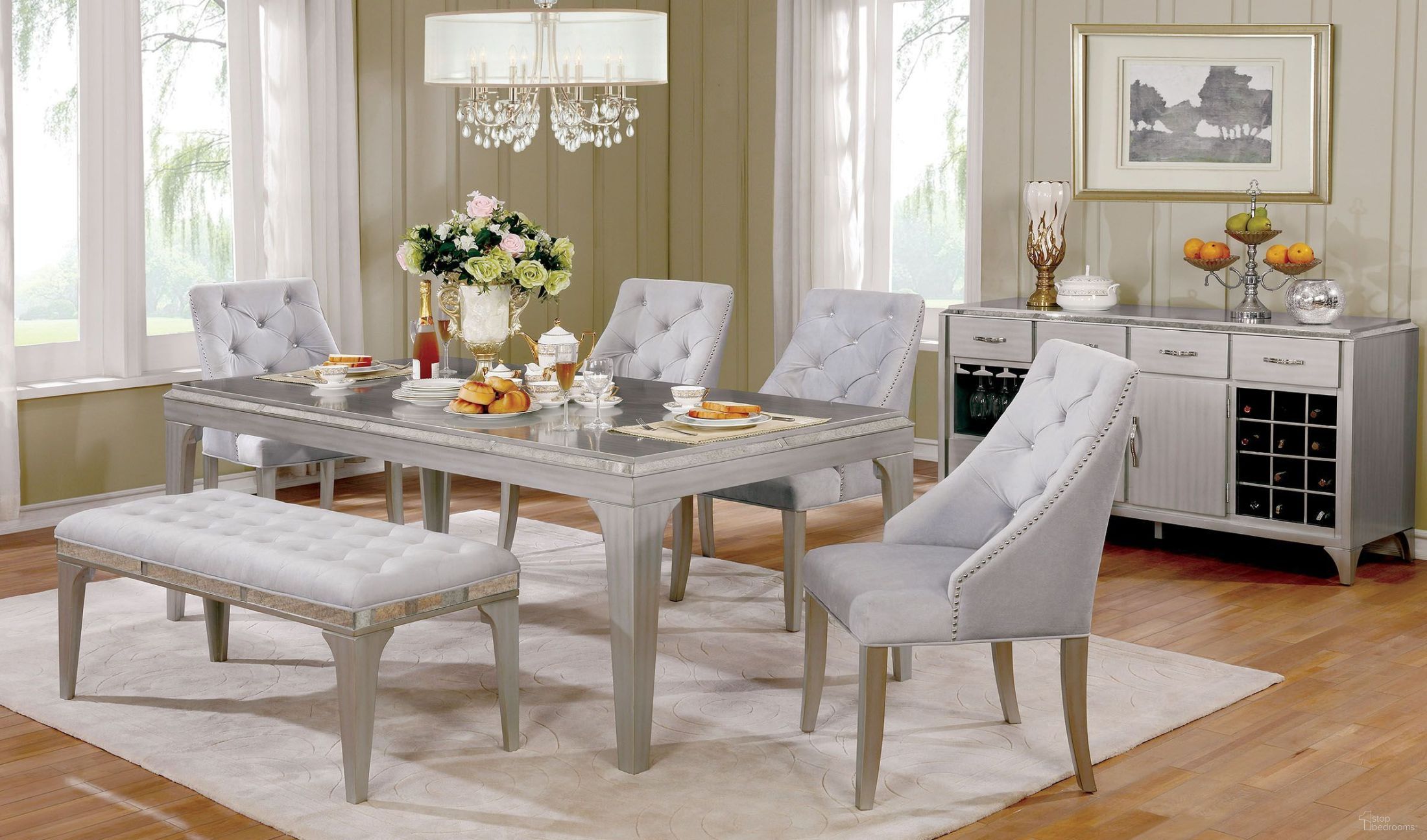 Diocles Silver Rectangular Dining Room Set by Furniture of America ...