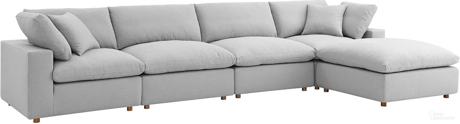 Commix Down Filled Overstuffed 5 Piece Sectional Sofa Set In Light Gray ...