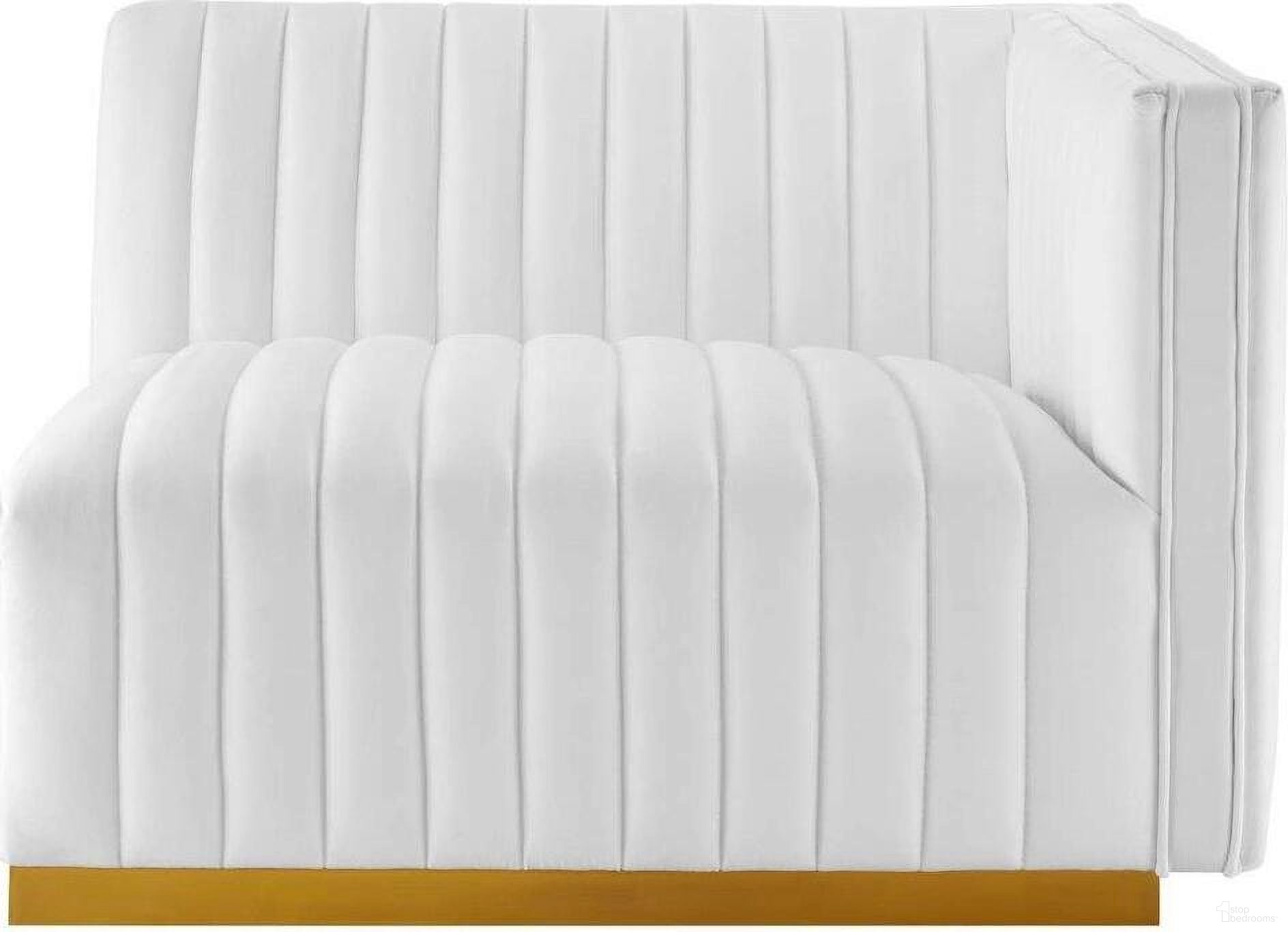 Conjure Gold White Channel Tufted Performance Velvet Right-Arm Chair by ...