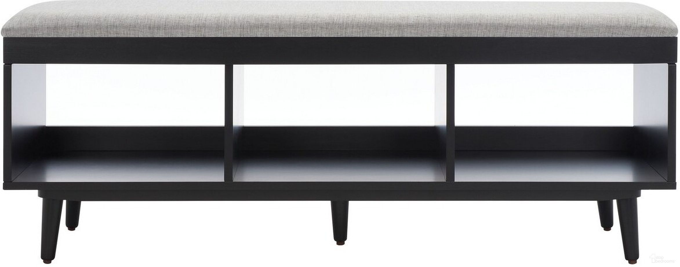 Cricket Open Shelf Bench with Cushion in Grey Linen by Safavieh ...
