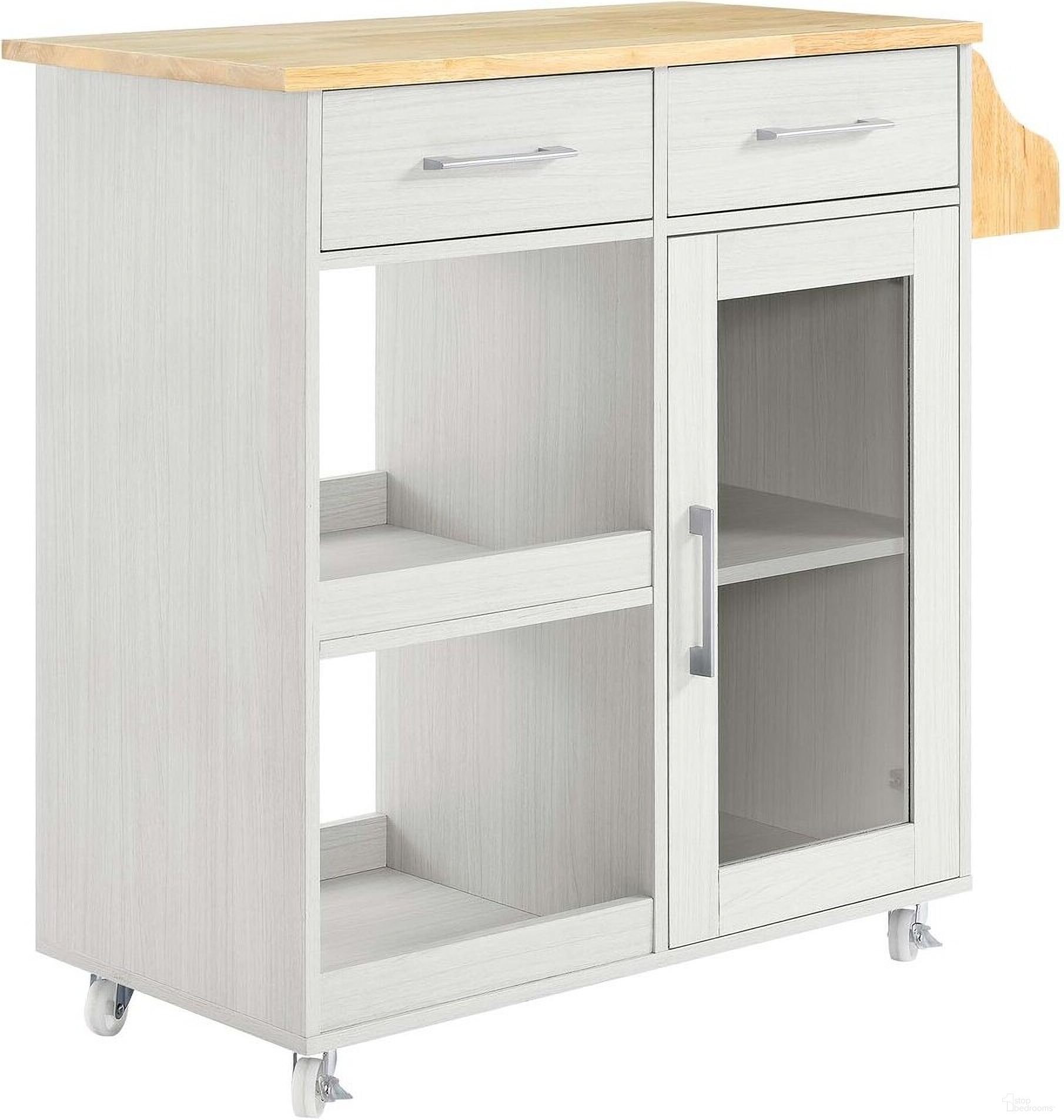Culinary Kitchen Cart With Spice Rack In White Natural by Modway ...