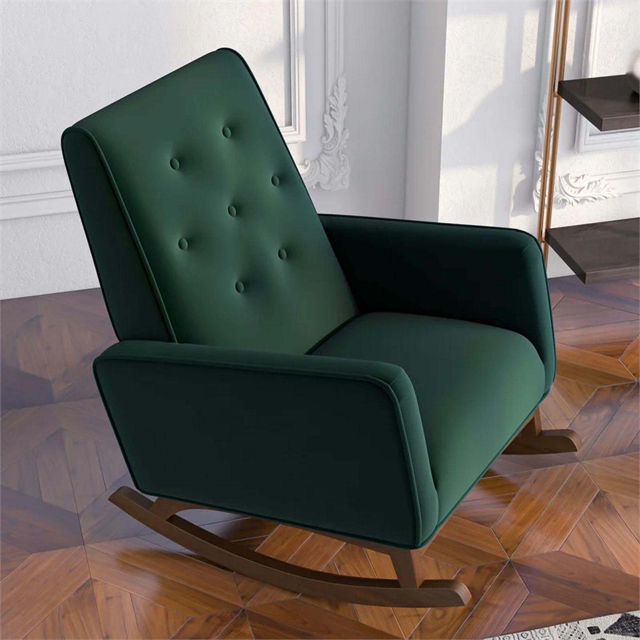 Demetrius Green Velvet Fabric Rocking Chair by Ashcroft Furniture ...