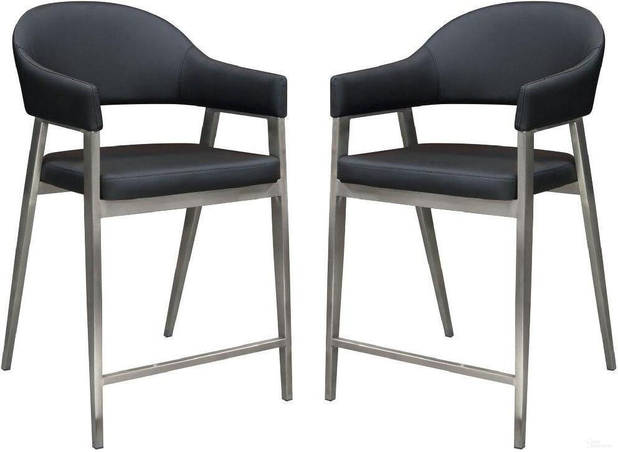 Diamond Sofa Adele Black Leatherette Counter Height Chairs Set of 2 ...