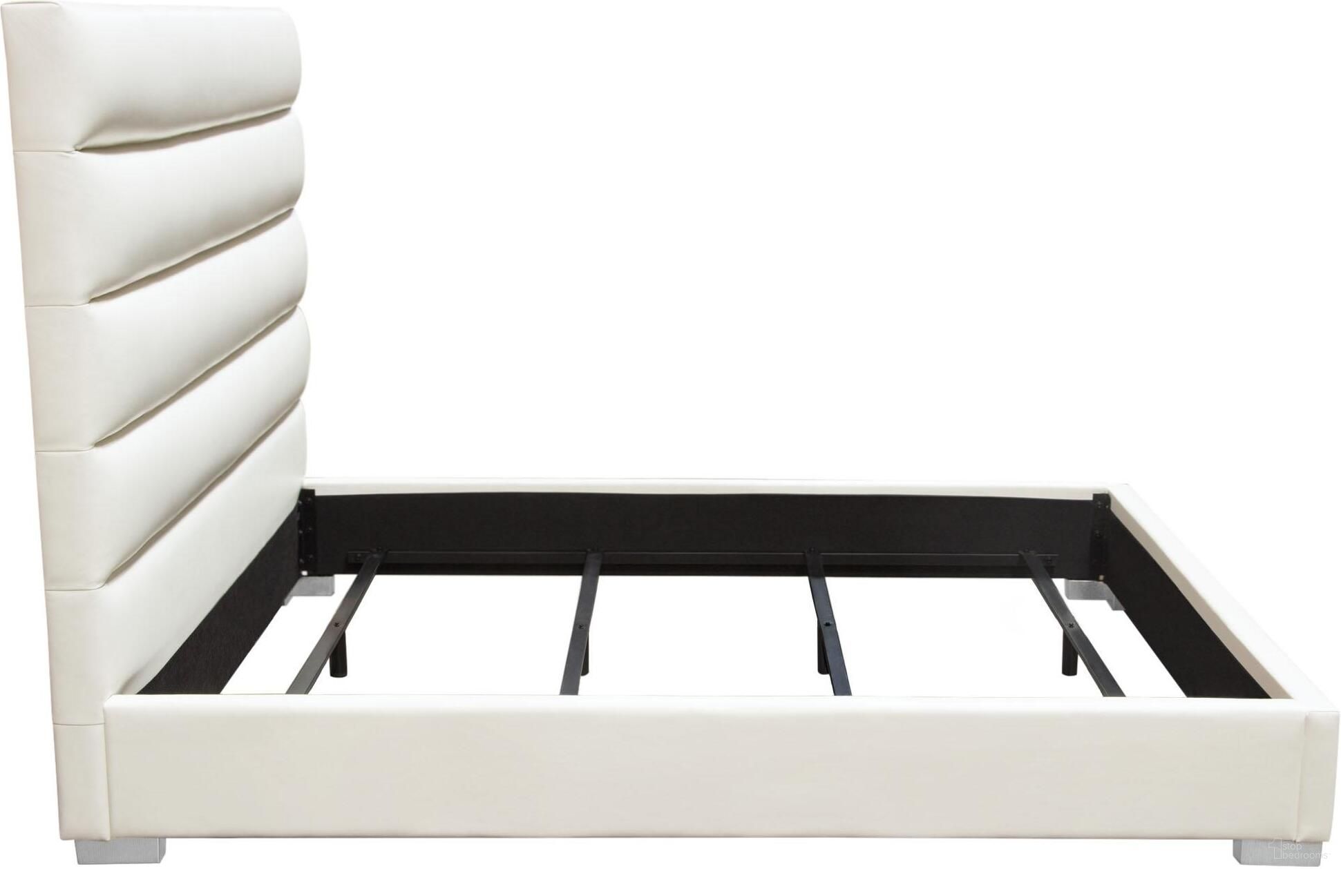 Diamond Sofa Bardot White PU Channel Tufted Queen Bed | 1StopBedrooms