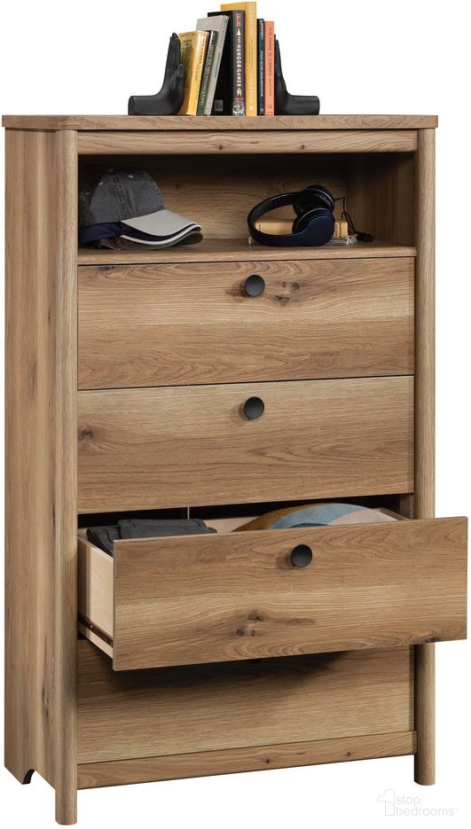 Dover Edge 4-Drawer Chest In Timber Oak by Sauder | 1StopBedrooms