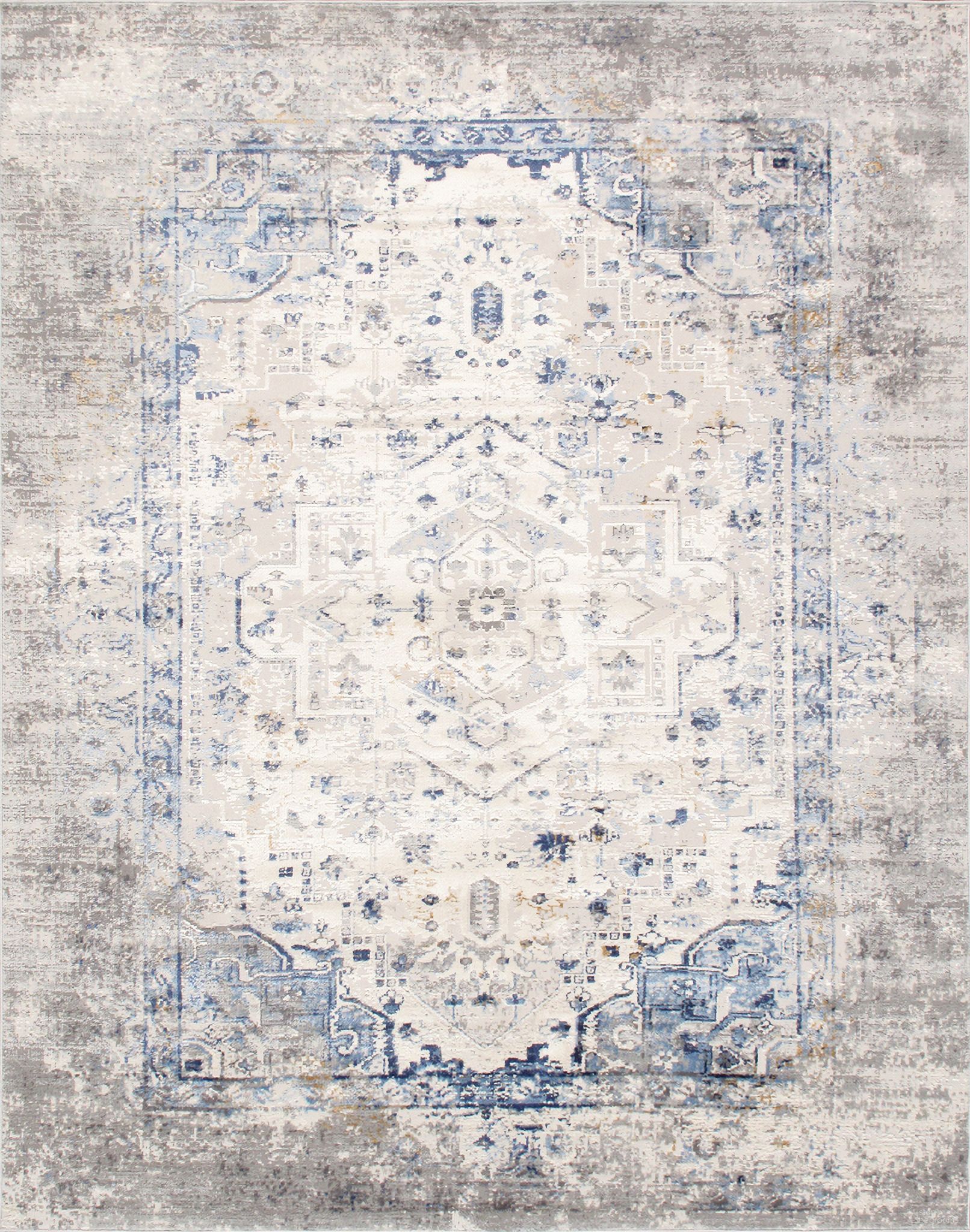 Efes Design Fabric Area Rug- 8' 6" x 11' 6" In Light Grey and Light ...