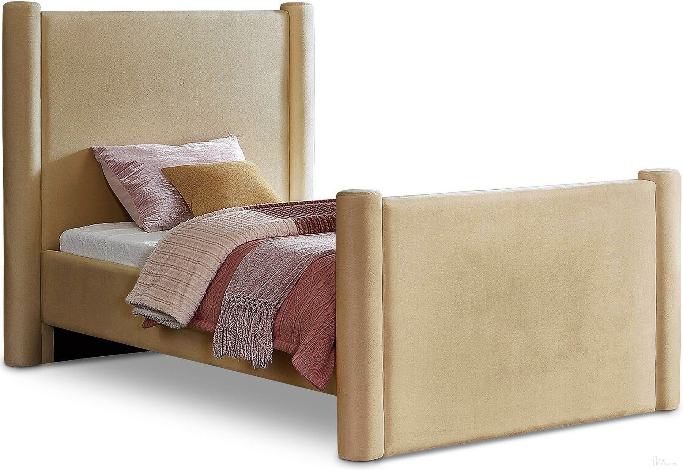 Elias Velvet Twin Bed In Camel by Meridian | 1StopBedrooms