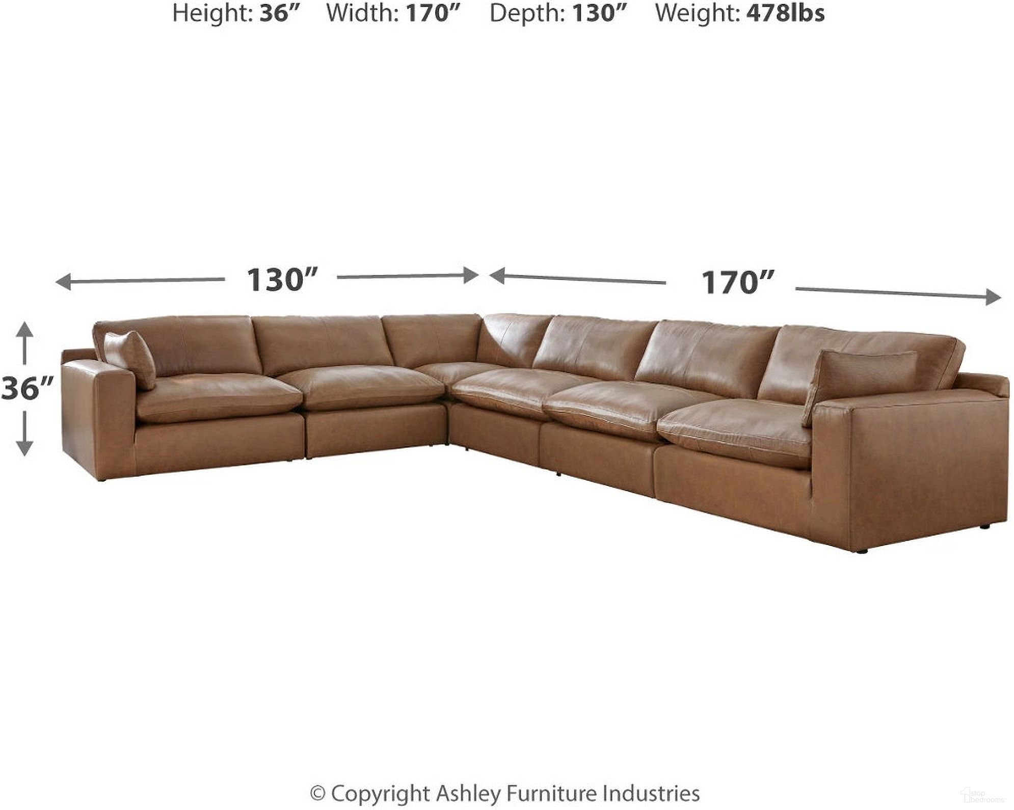 Emilia 6-Piece Sectional In Caramel by Ashley Furniture | 1StopBedrooms