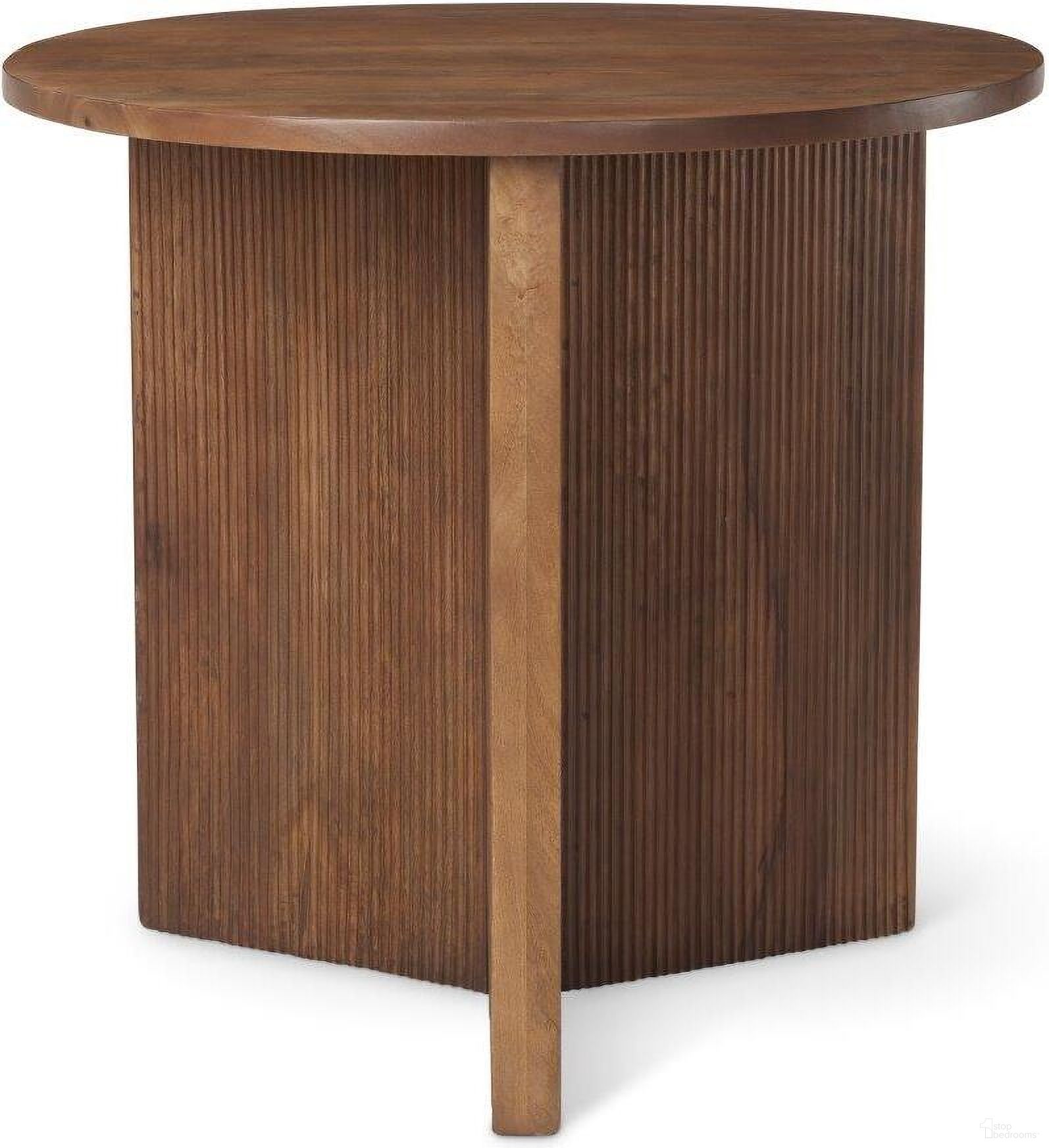 Enzo 32 Inch Round Tabletop With Fluted Wood Base Foyer Accent Table by ...