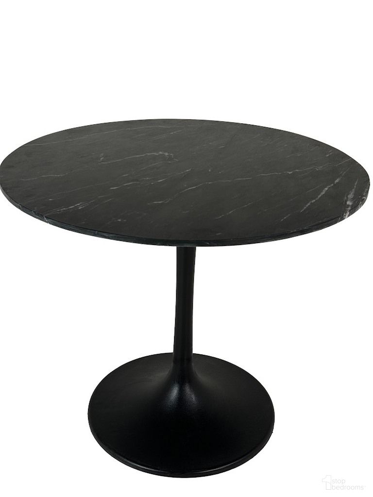 Enzo 36 Inch Round Marble Top Dining Table In Black Top and Base by ...