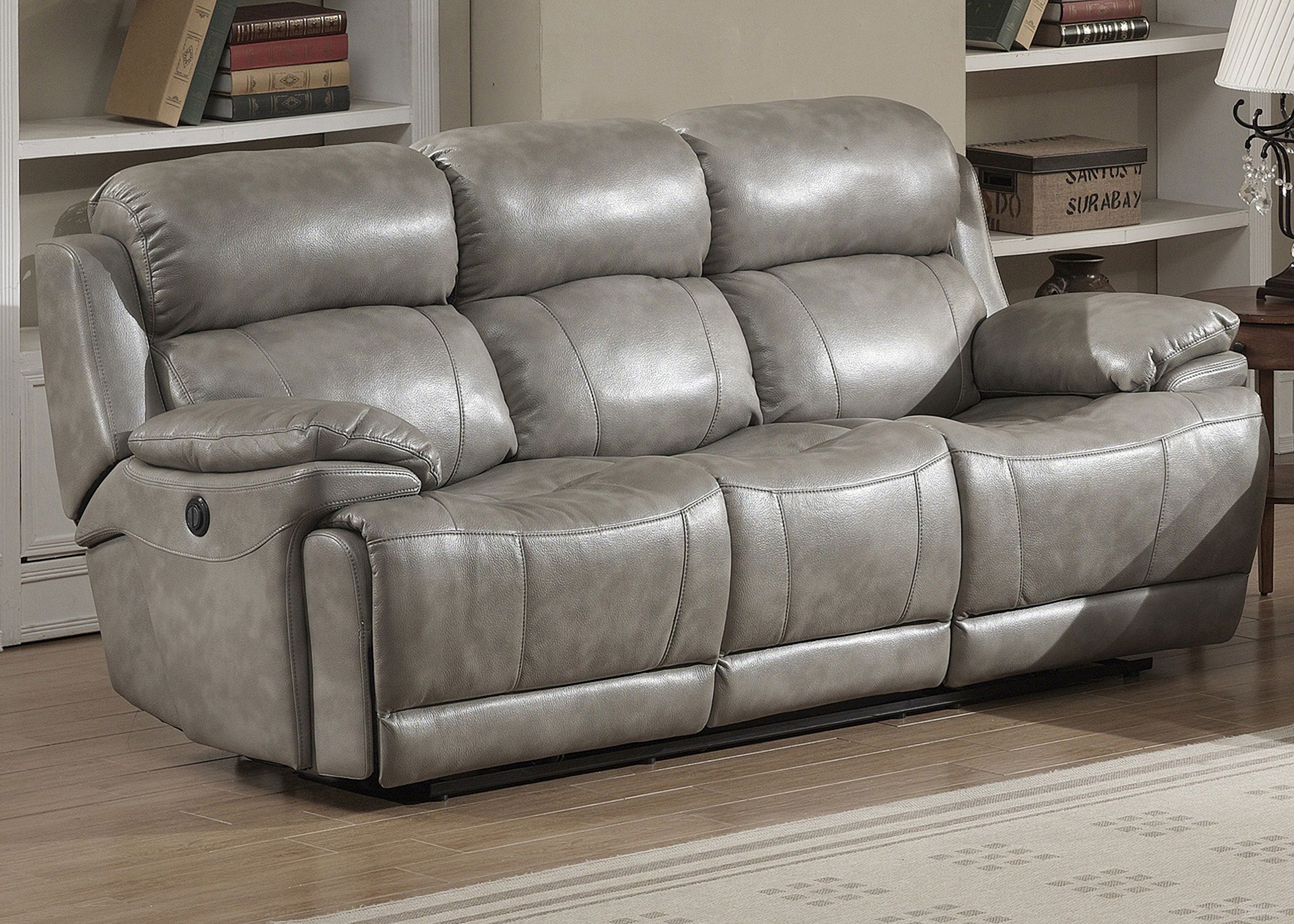 Estella Upholstered Leather Power Recliner Sofa with Dual Recliners In ...