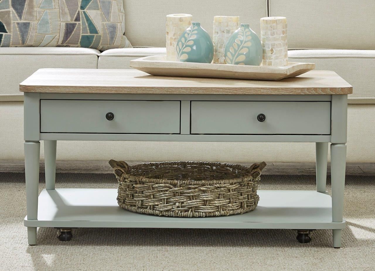 Expressions Two-tone Wood Cocktail Table In Cottage Blue and Acorn by ...