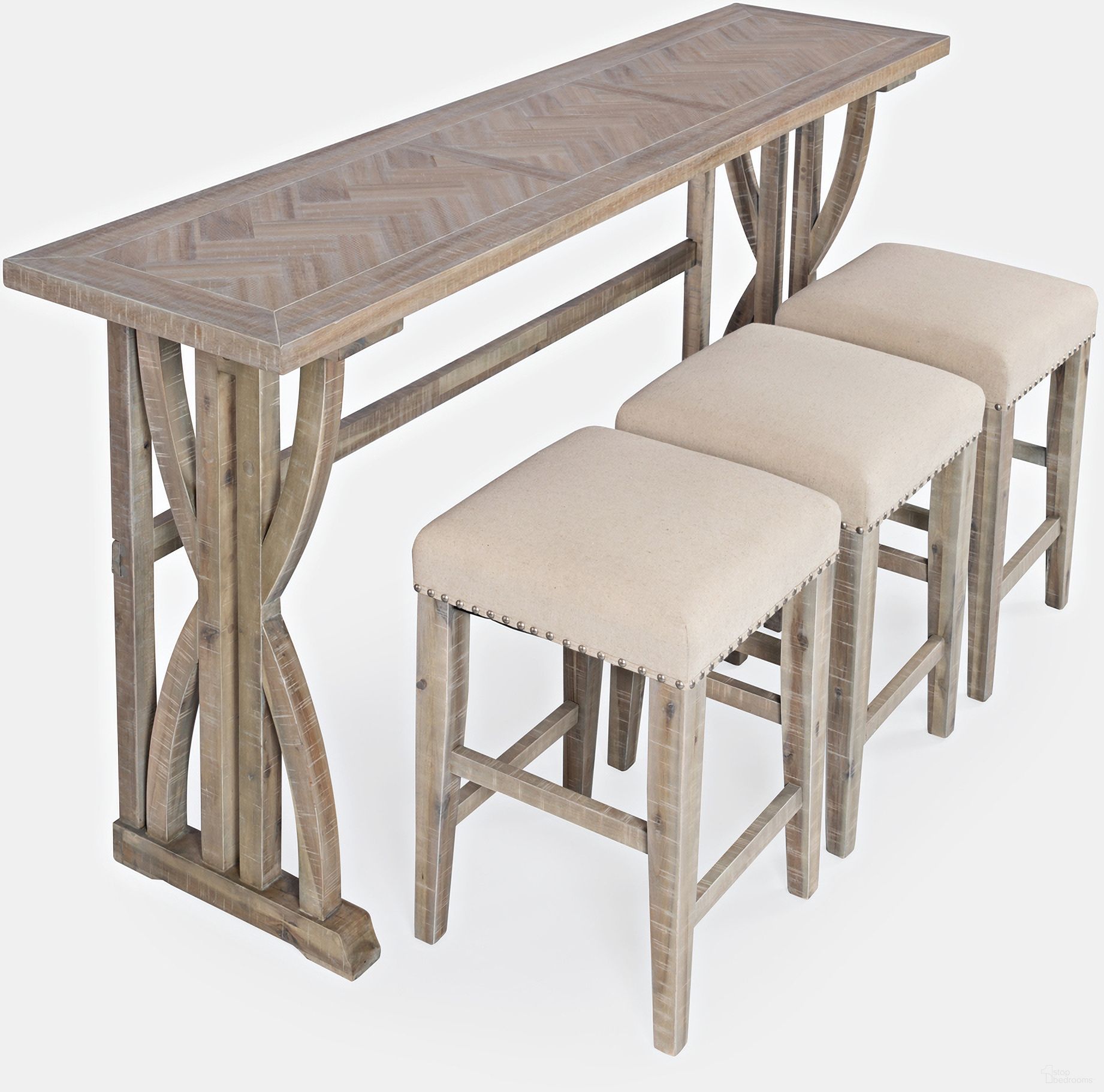 Fairview Mid-Century Counter Height Four Piece Console 74 Inch Dining ...