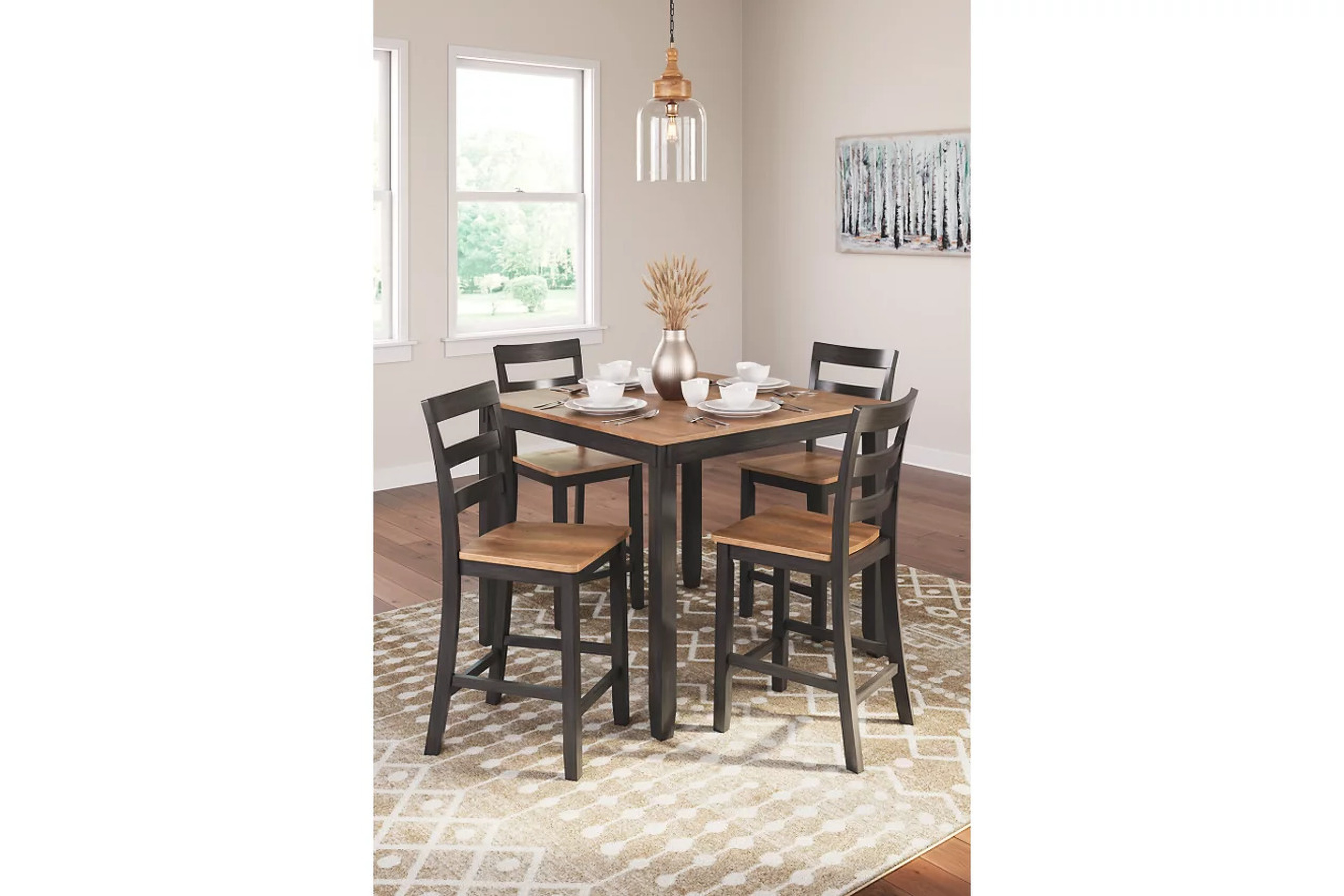 Gesthaven Counter Height Dining Table and 4 Barstools In Natural and Brown by Ashley Furniture ...
