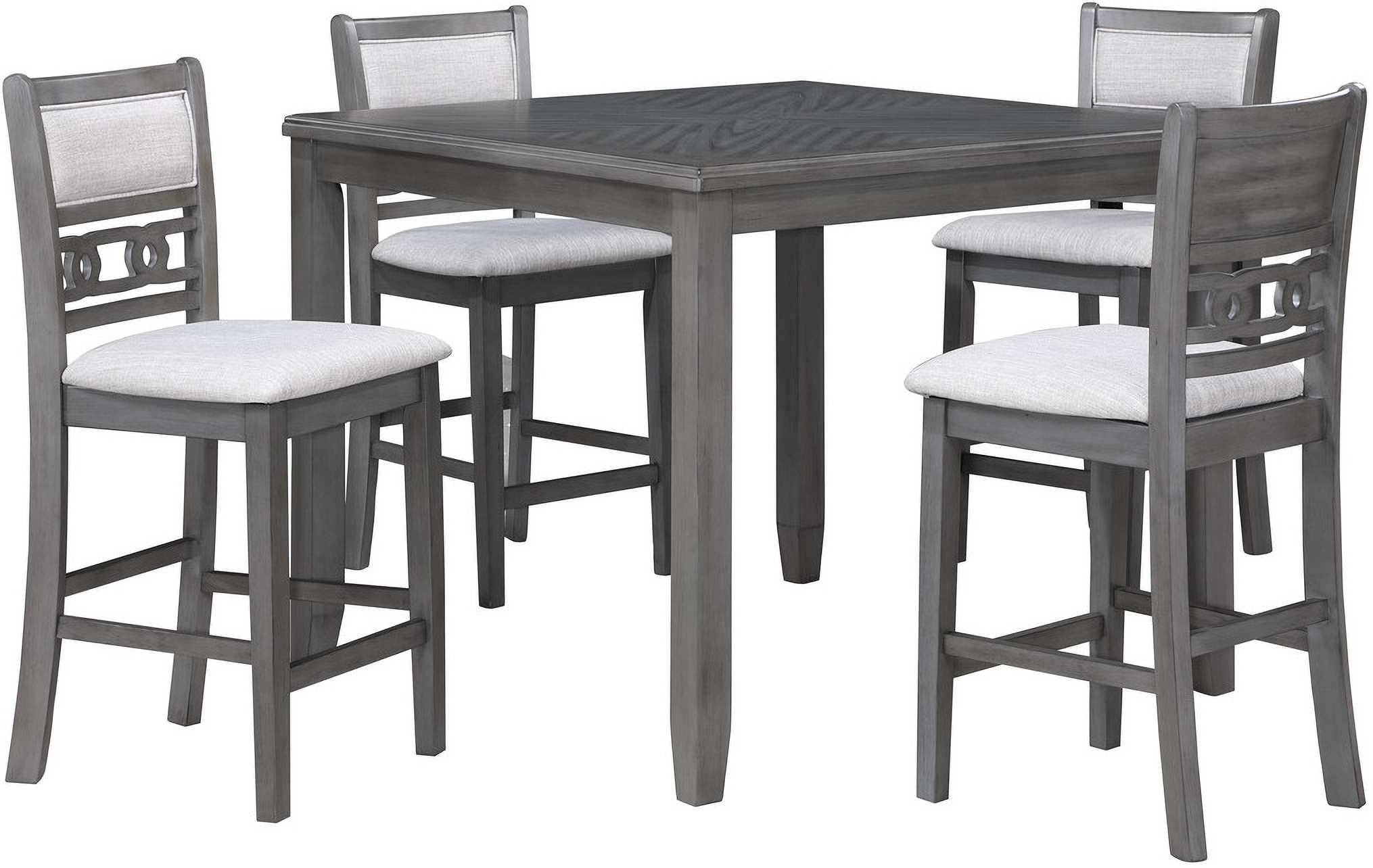 Gia 5 Piece 42 Inch Square Counter Table and 4 Chairs In Gray by New ...