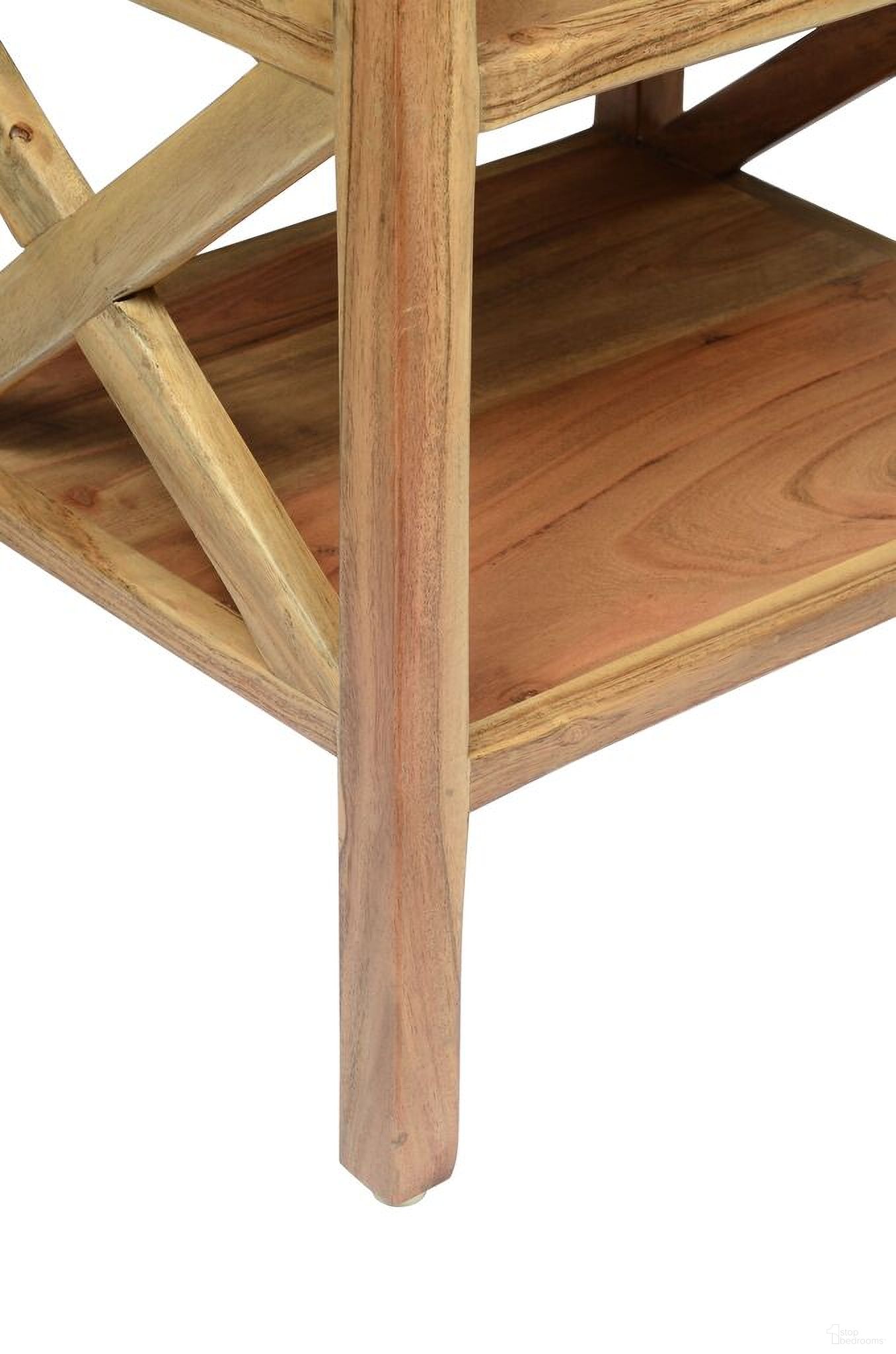 Global Archive Solid Wood X-Side Accent Bookcase with Two Shelves In ...
