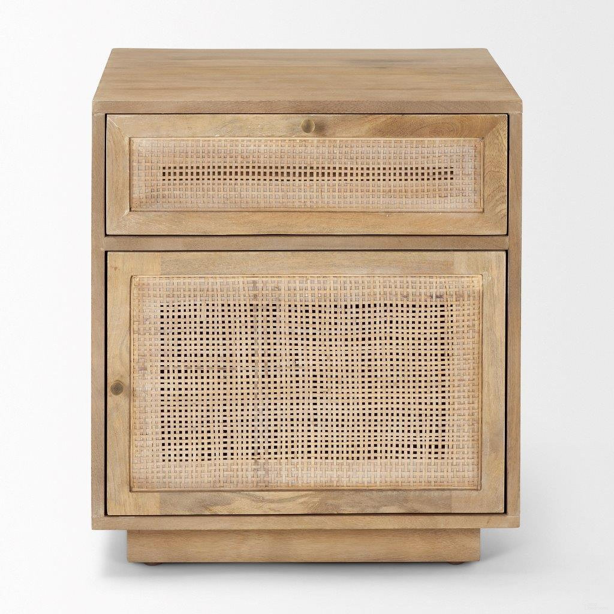 Grier Light Brown Wood With Cane Accent Table by Mercana | 1StopBedrooms