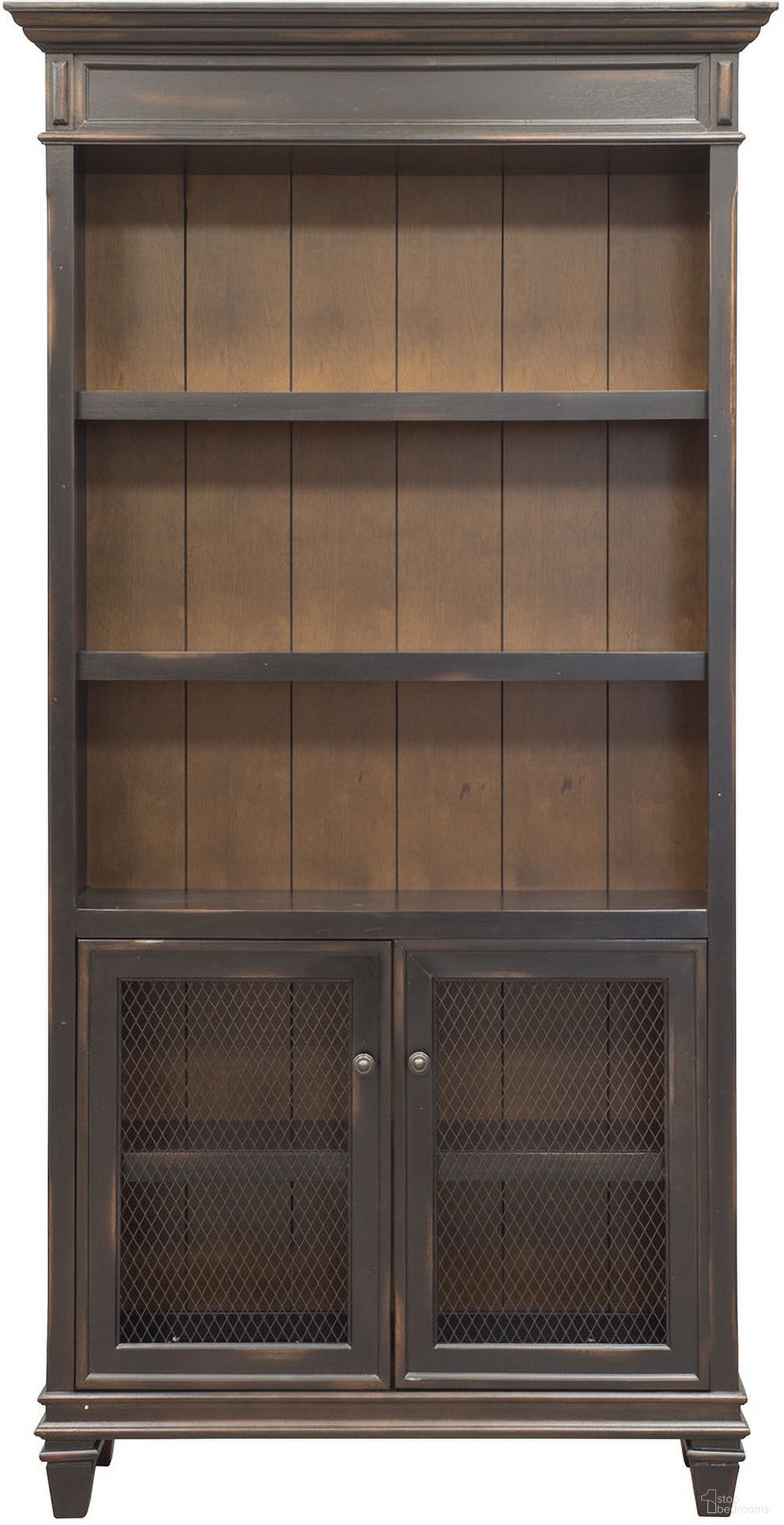 Hartford Open Wood Bookcase In Black by Martin Furniture | 1StopBedrooms