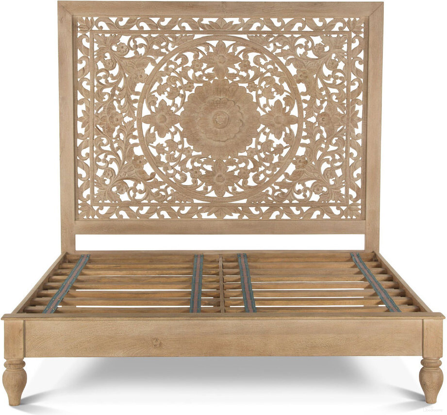 Haveli Carved King Bed In Brown by Home Trends and Design | 1StopBedrooms