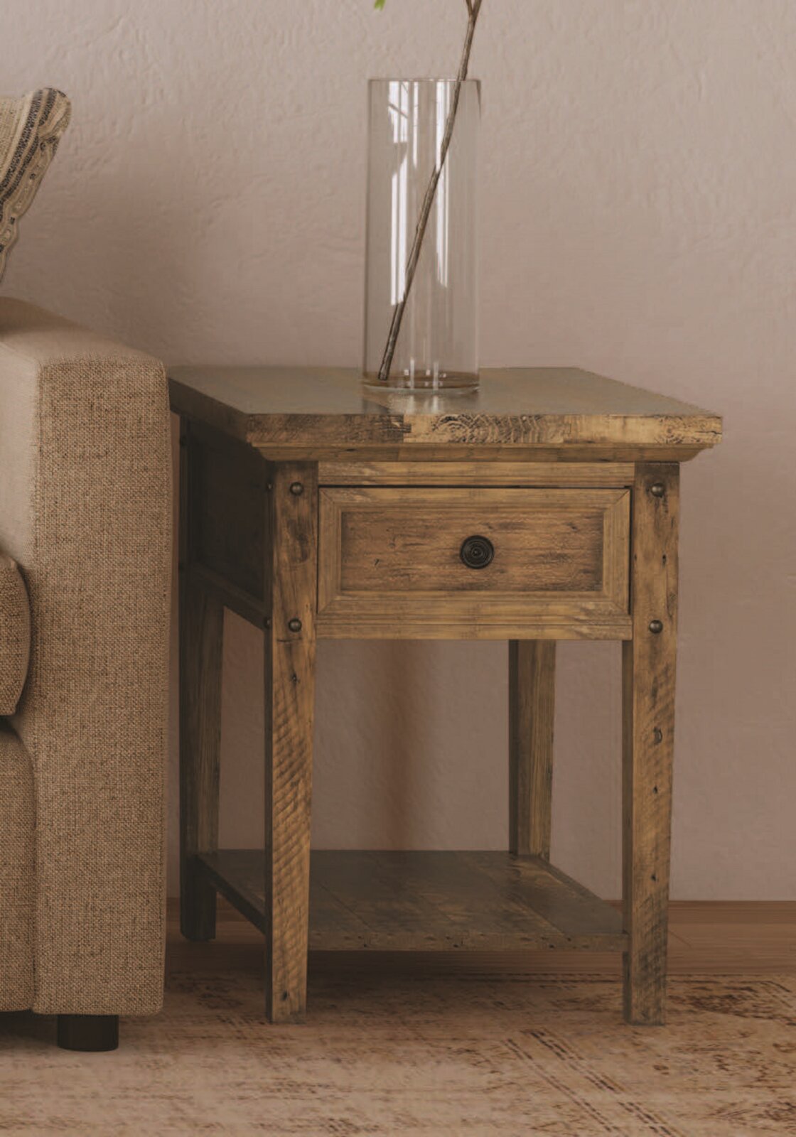 Hayden Valley Wood Rectangular End Table with Charging In Sandstone by ...