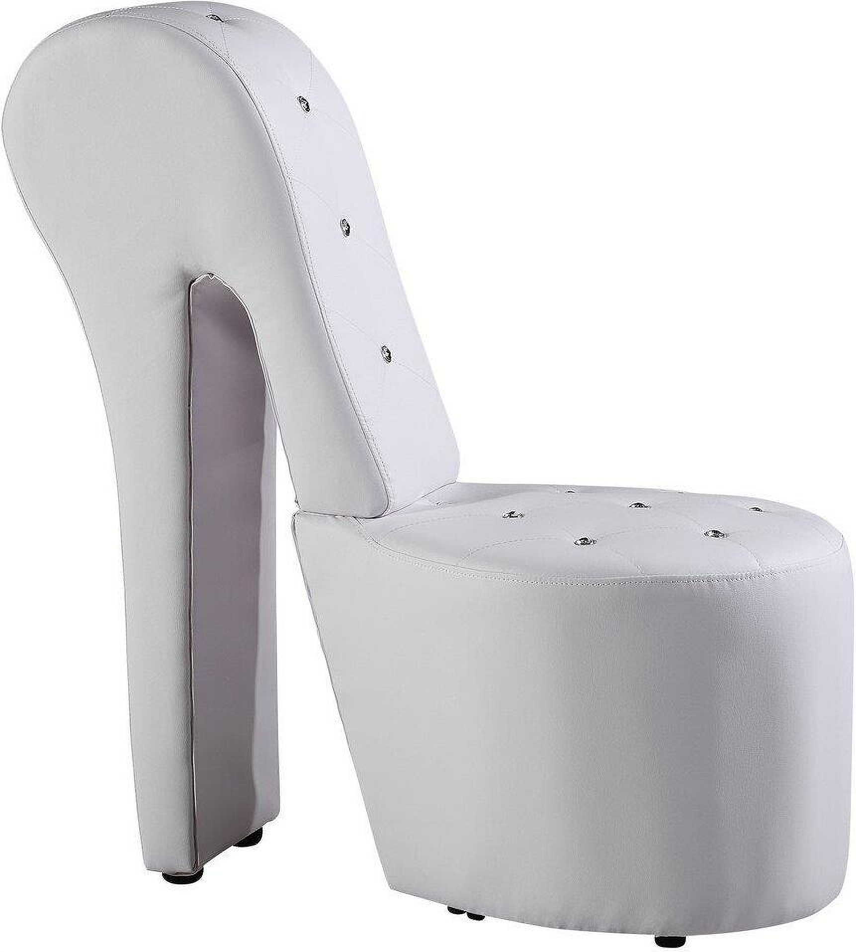 High Heel Faux Leather Crystal Studs Shoe Chair In White by Best Master Furniture | 1StopBedrooms