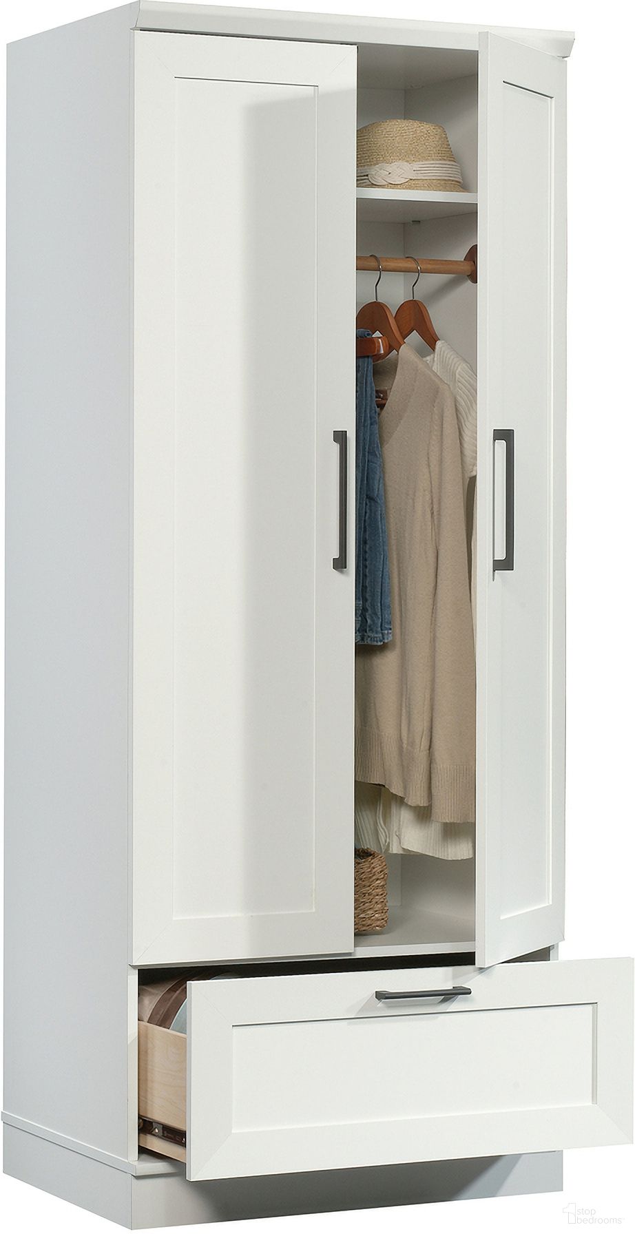 Homeplus Storage Cabinet Wardrobe In Soft White by Sauder | 1StopBedrooms