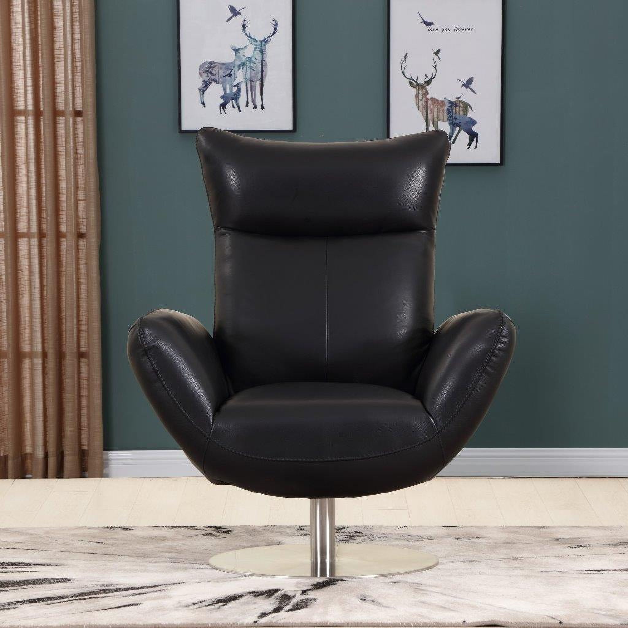 Homeroots Contemporary Black Leather Lounge Chair | 1StopBedrooms