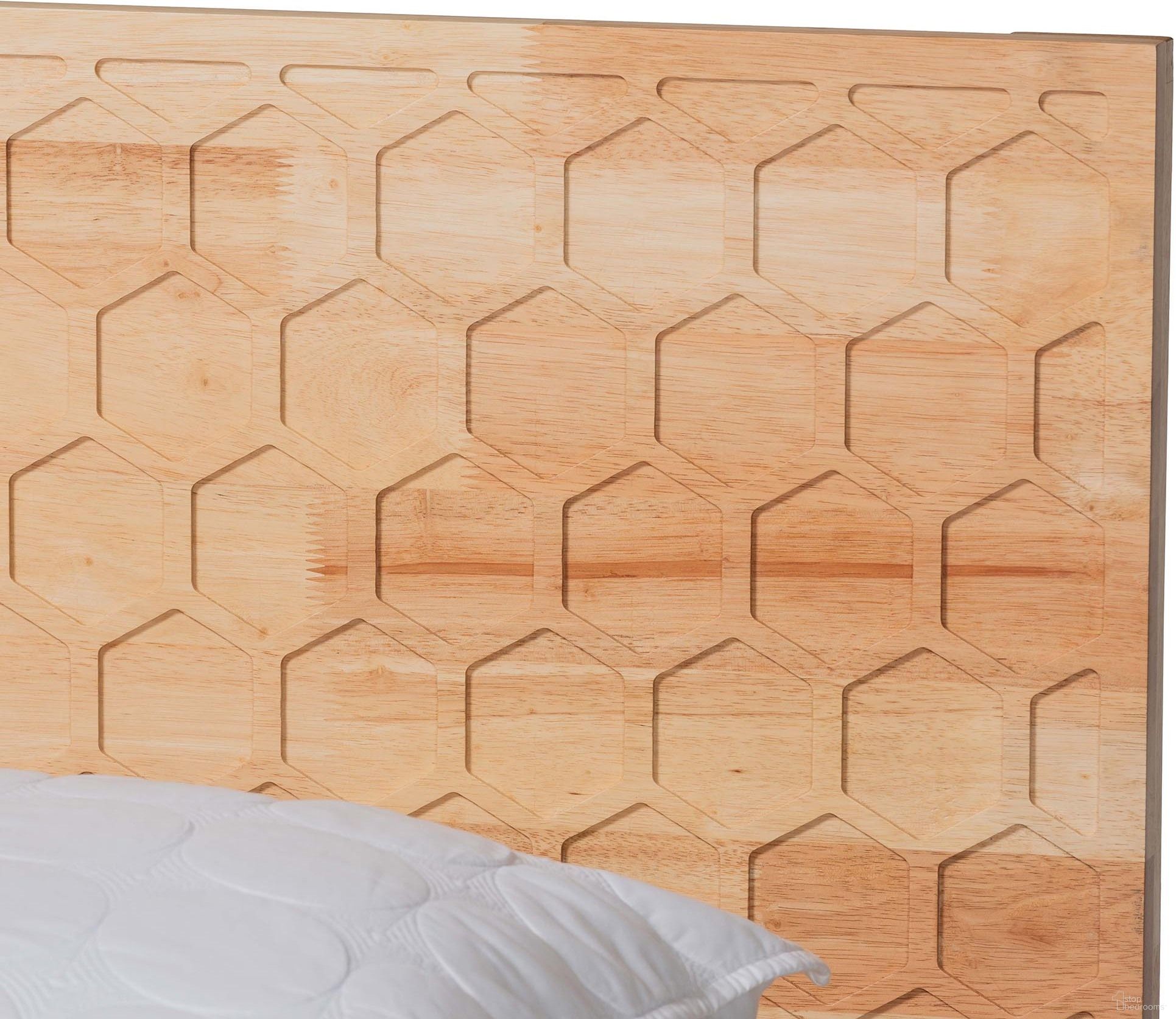 Hosea Carved Honeycomb Queen Platform Bed In Natural by Baxton Studio ...