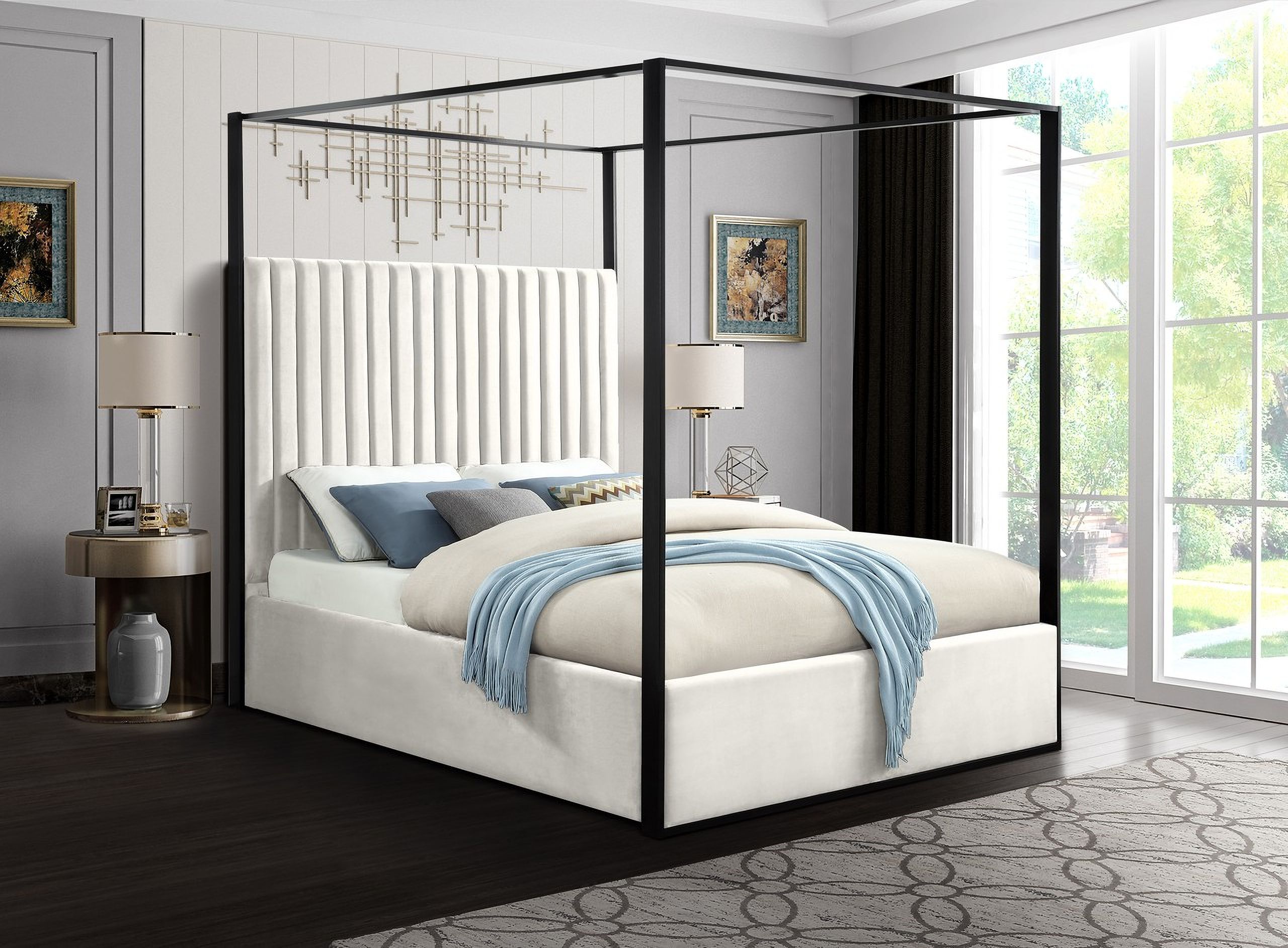 Jax Velvet King Bed In Cream by Meridian | 1StopBedrooms