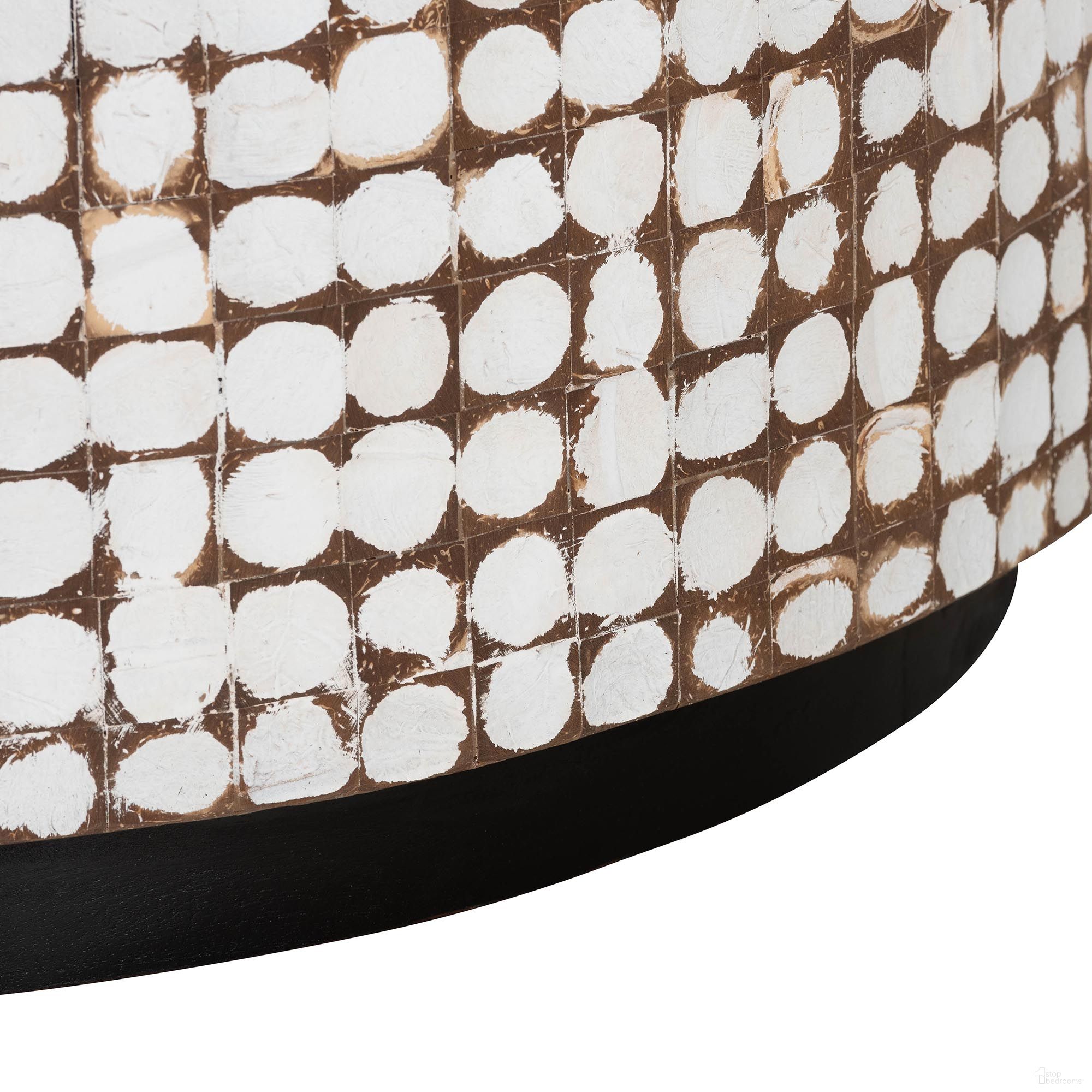 Kaloni Coconut Shell and Acacia Wood Coffee Table In Ivory and Natural ...