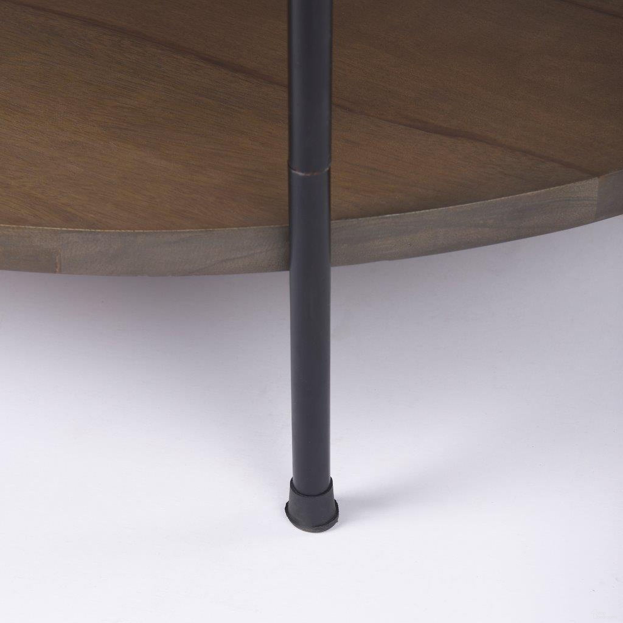 Larkin 42 Inch Round Two-Tier White Marble Top And Solid Wood Shelf ...