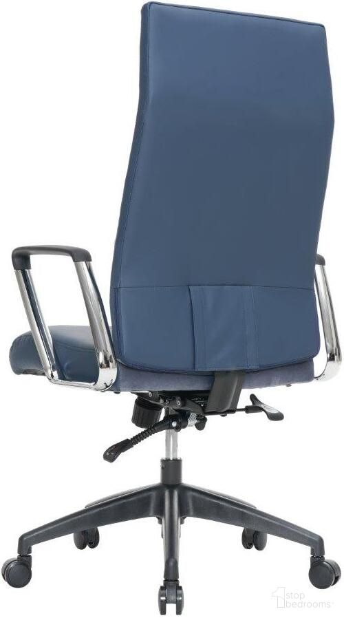 Leisuremod Hilton Modern High Back Leather Office Chair In Navy Blue ...