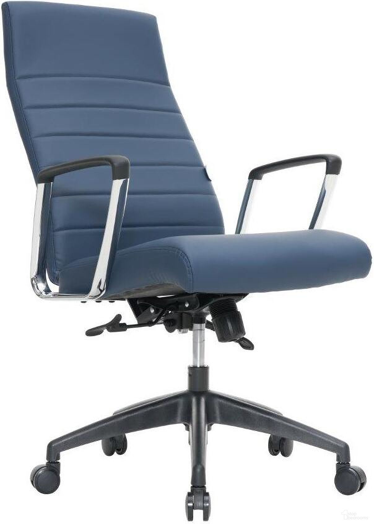 Leisuremod Hilton Modern High Back Leather Office Chair In Navy Blue ...