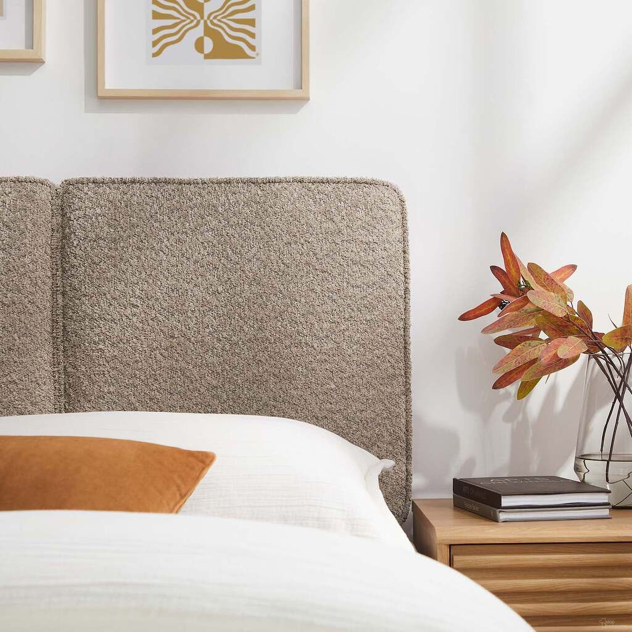 Lindee Boucle Fabric Twin Headboard In Oatmeal by Modway | 1StopBedrooms