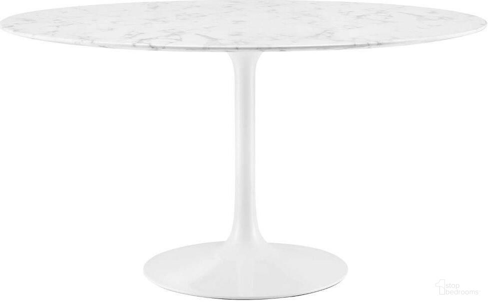 Lippa White 54 Inch Round Artificial Marble Dining Table by Modway ...