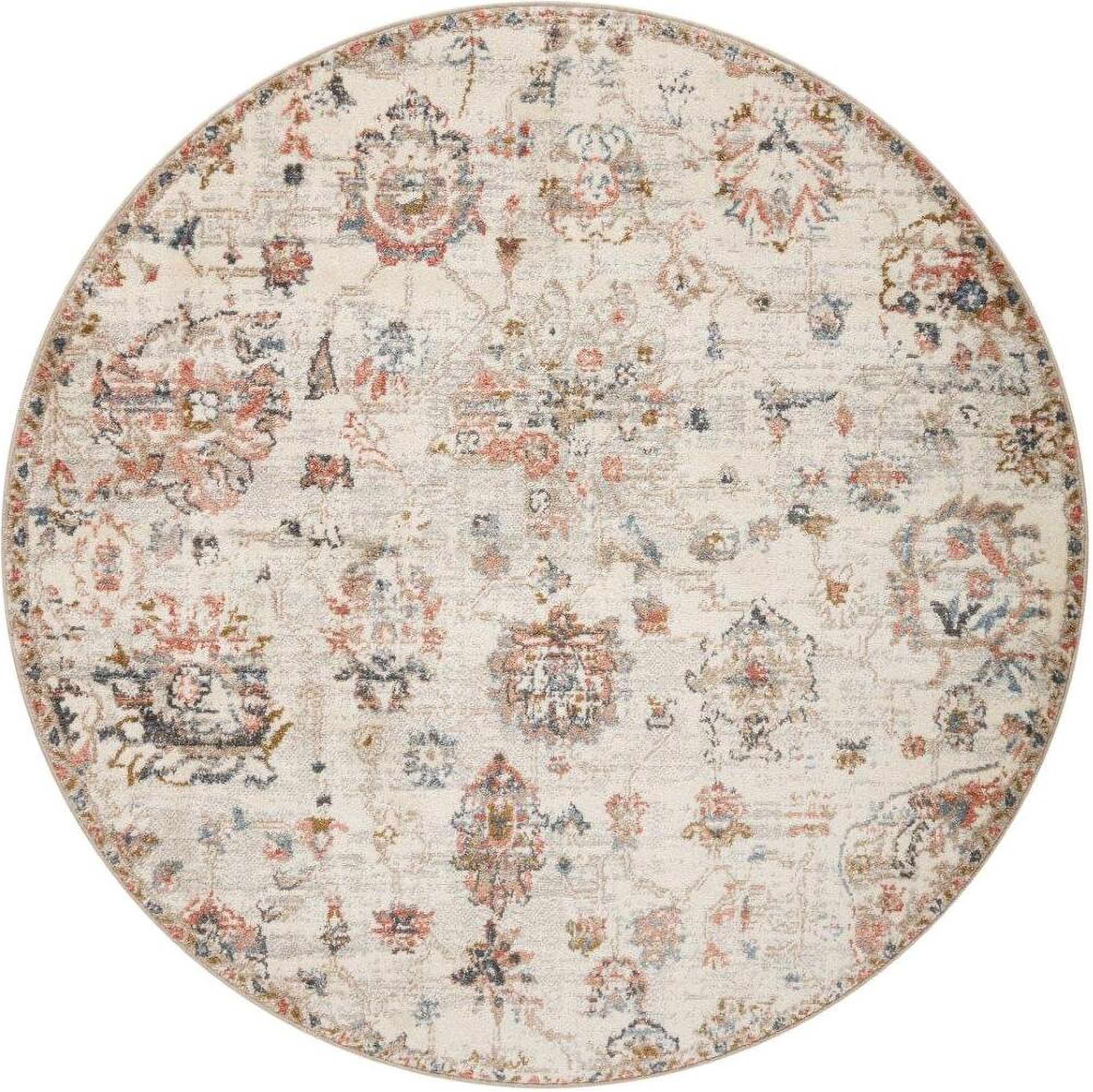 Loloi II Saban Ivory and Multi 5'-3" x 5'-3" Round Area Rug by Loloi ...