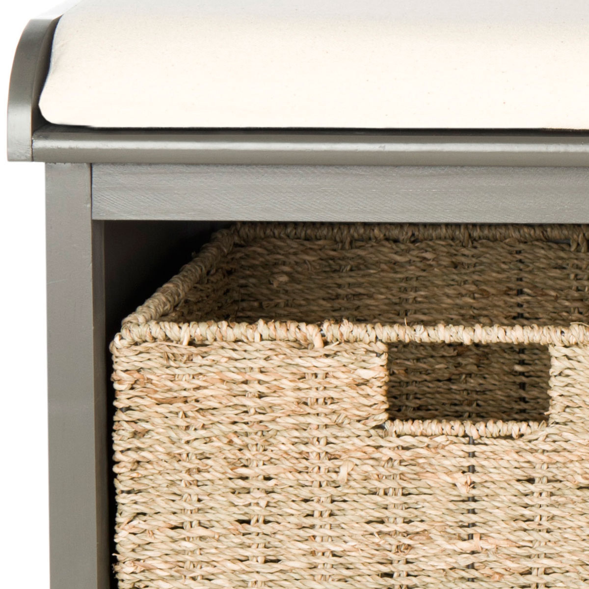 Lonan Grey and White Wicker Storage Bench by Safavieh | 1StopBedrooms