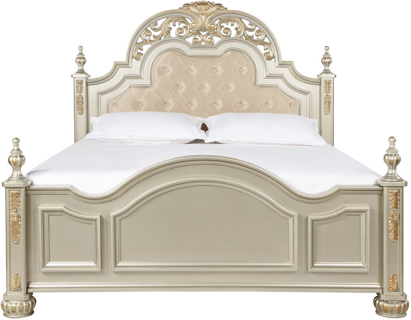Lyon Queen Bed In Silver Champagne by Glory | 1StopBedrooms
