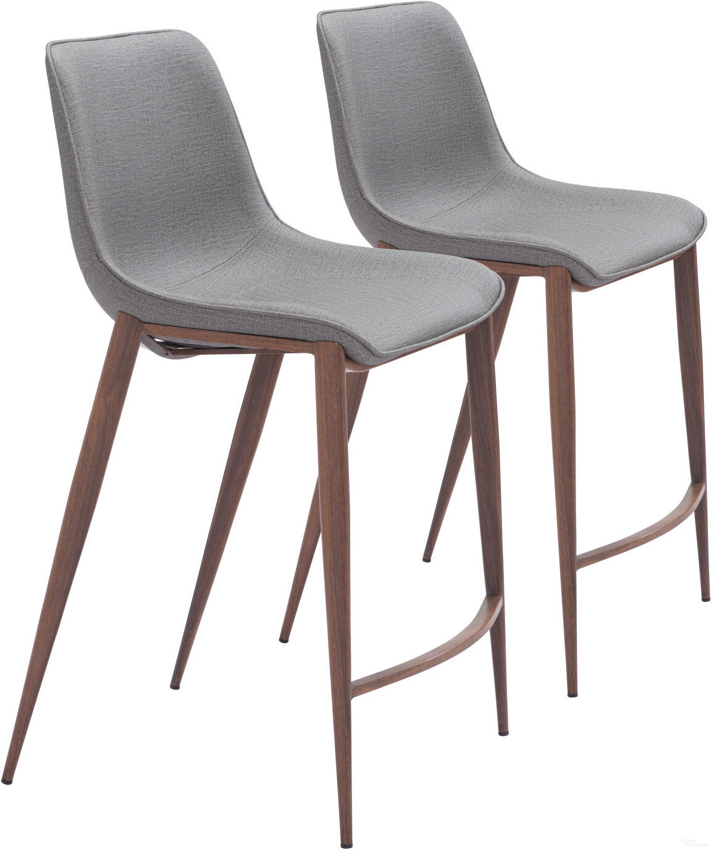 Magnus Counter Stool Set of 2 In Slate Gray and Walnut by Zuo Modern ...
