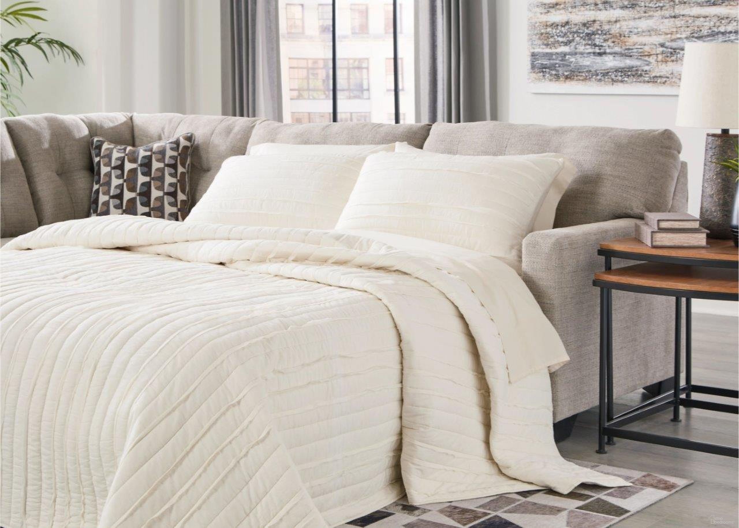 Mahoney 2-Piece LAF Sleeper Sectional with Chaise In Pebble by Ashley ...