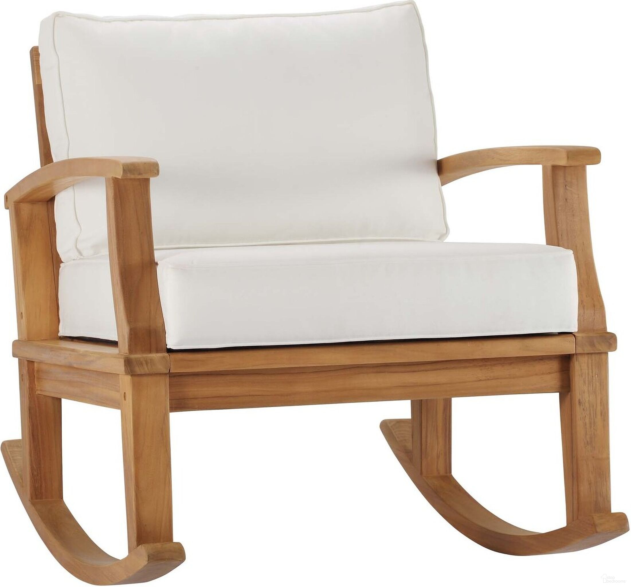 Marina Outdoor Patio Teak Rocking Chair In Natural and White by Modway ...