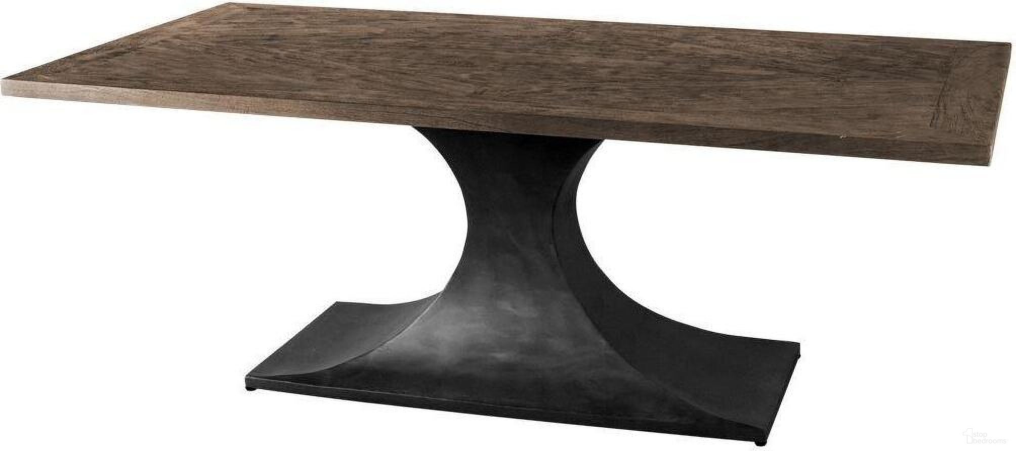 Maxton Ii Rectangular Brown Solid Wood Top Black Metal Base Dining ...