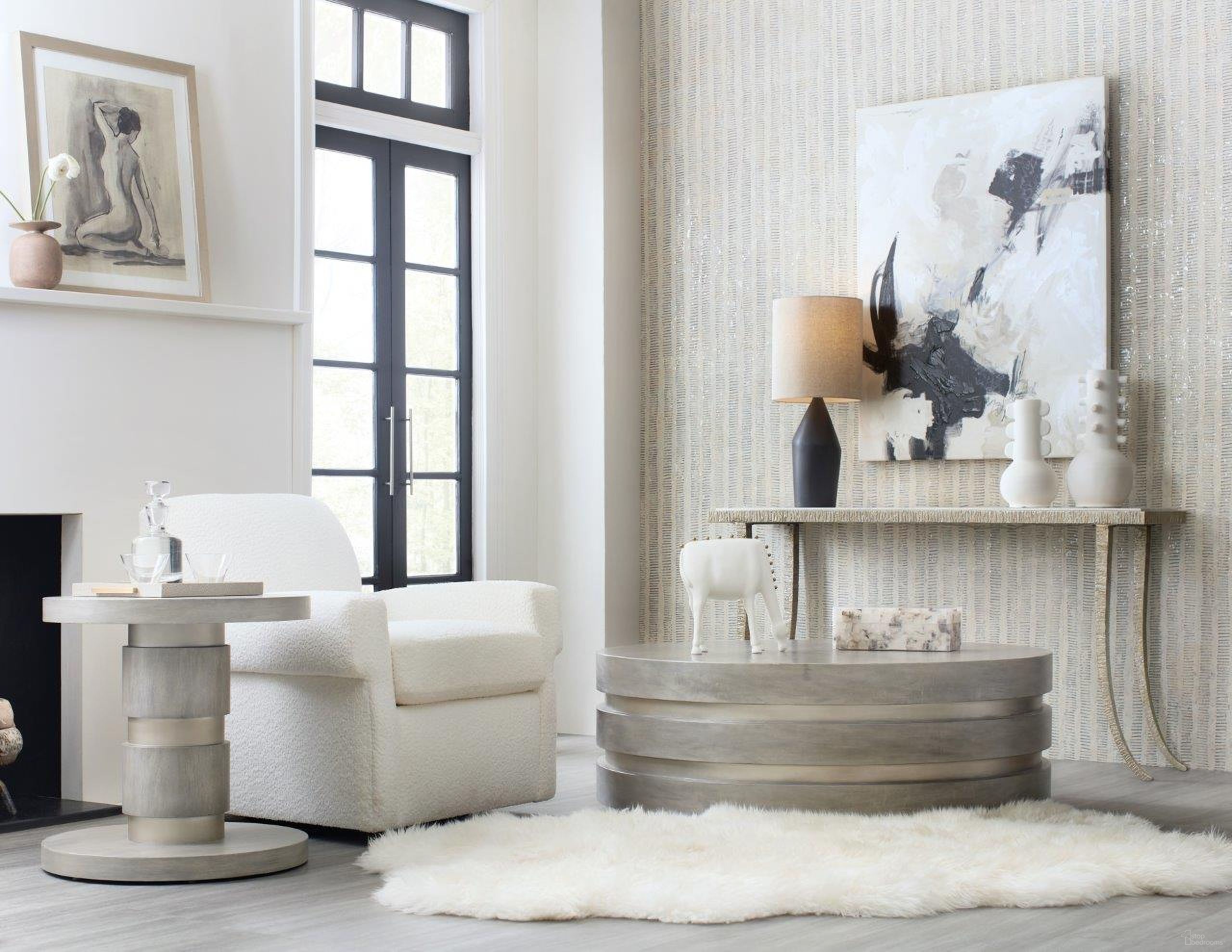 Melange Guilded Accent Table In Gray by Hooker | 1StopBedrooms