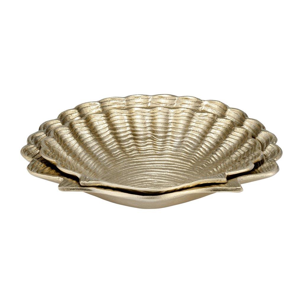 Metal 10/12 Inch Flat Shell Dish Set of 2 In Champagne by Sagebrook ...