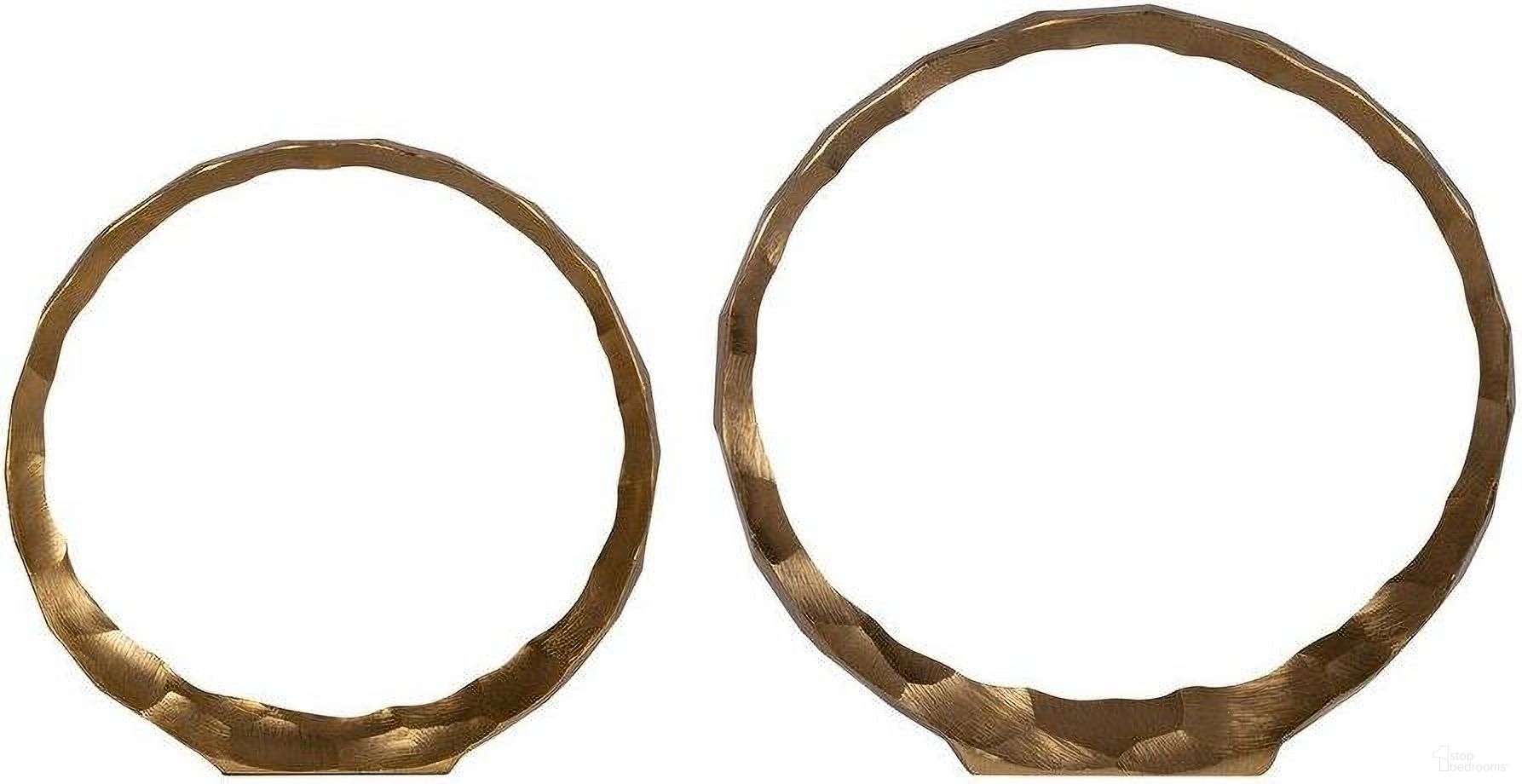 Metal 14 And 17 Inch Hammered Decorative Rings Set of 2 In Gold by ...